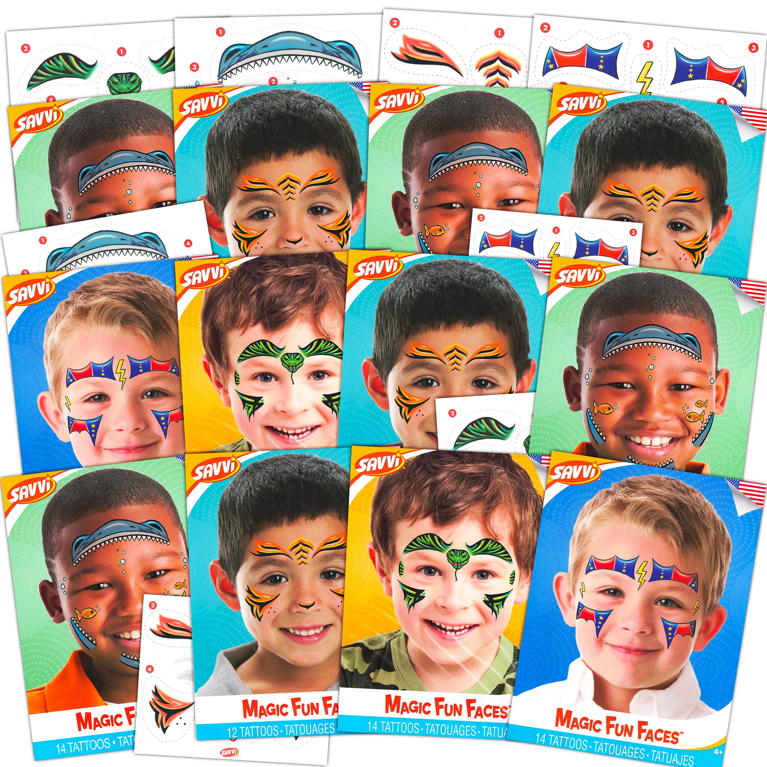 Buy Face Tattoos for Kids Boys Party Favors Halloween Costume ...
