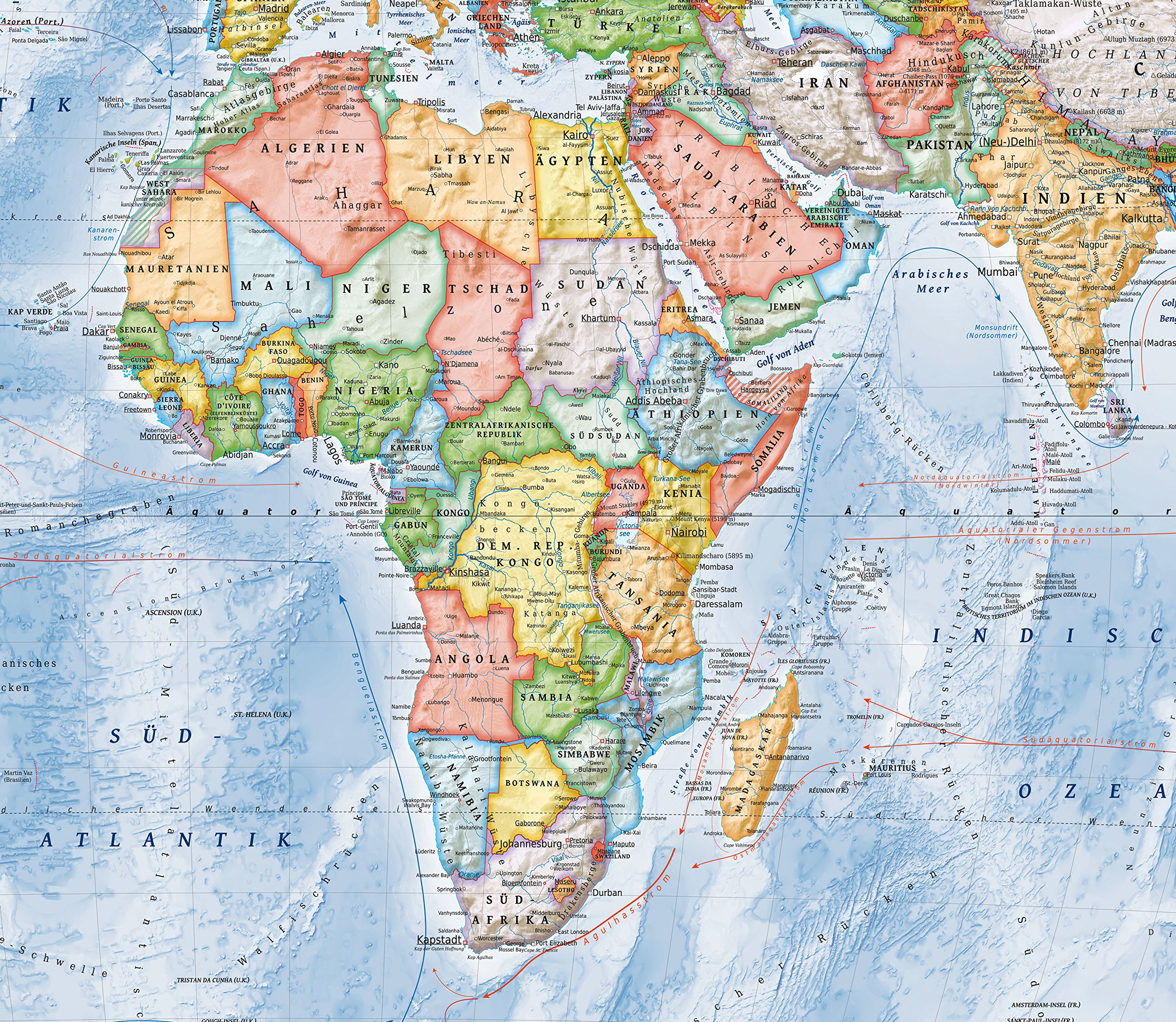 Mappa Del Mondo Tedesca C/GEOGRAFICA GERMANIA LINGUA TEDESCA