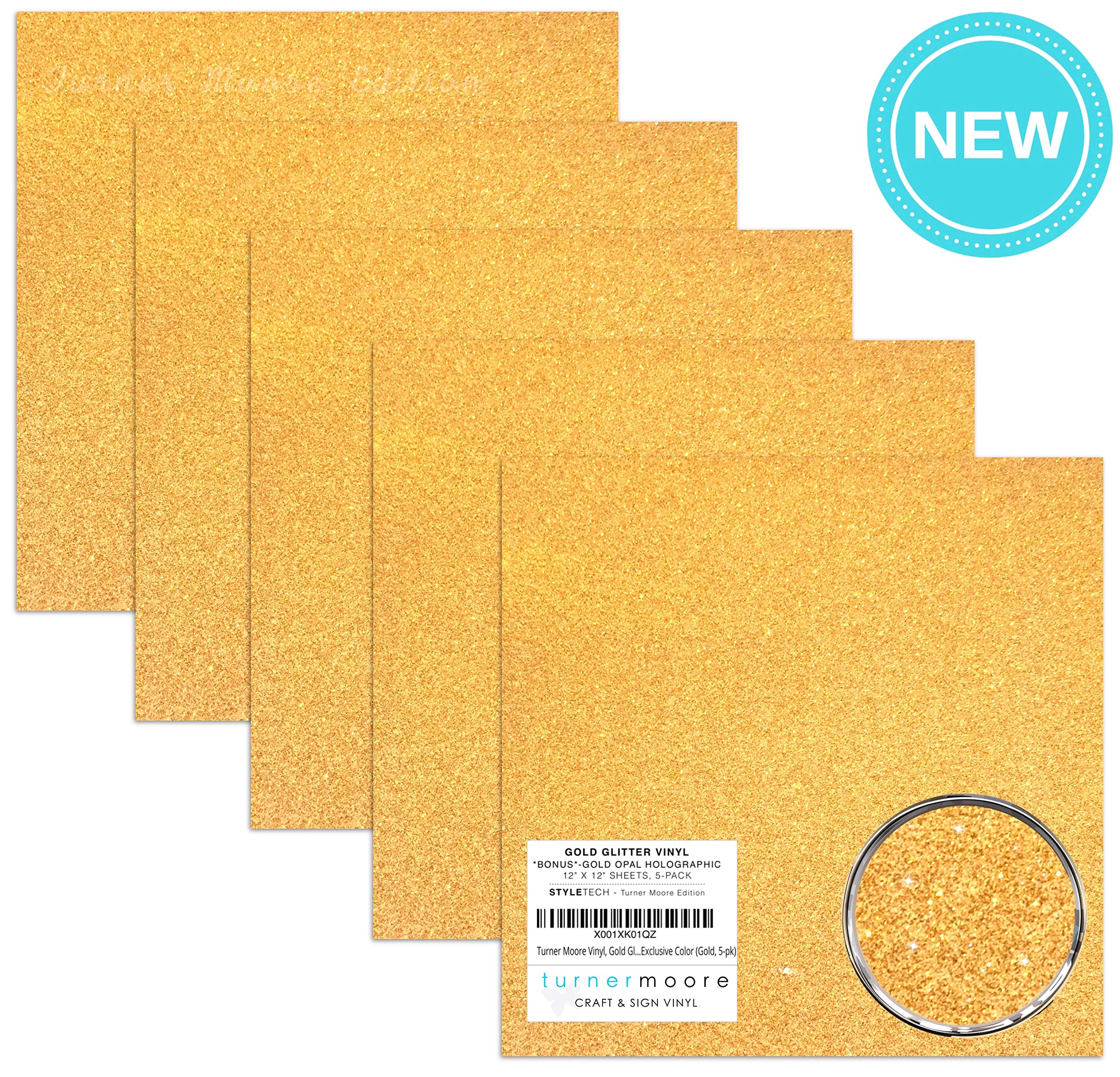 Gold Glitter Vinyl 12x12 Transparent Glitter Vinyl Sheets For Maker ...