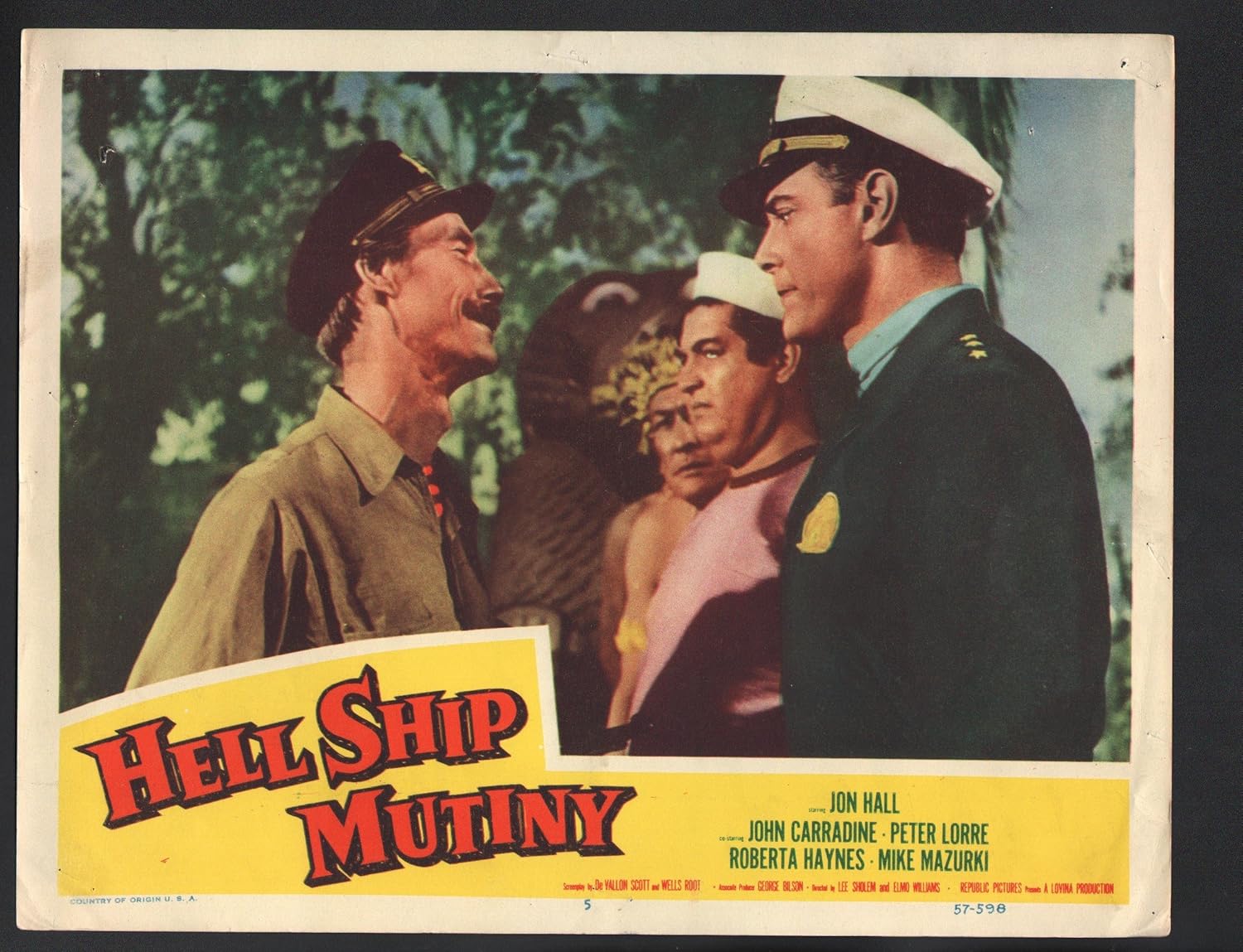 Amazon.com: MOVIE POSTER: Hell Ship Mutiny Lobby Card #5-1957-John Hall and John Carradine ...