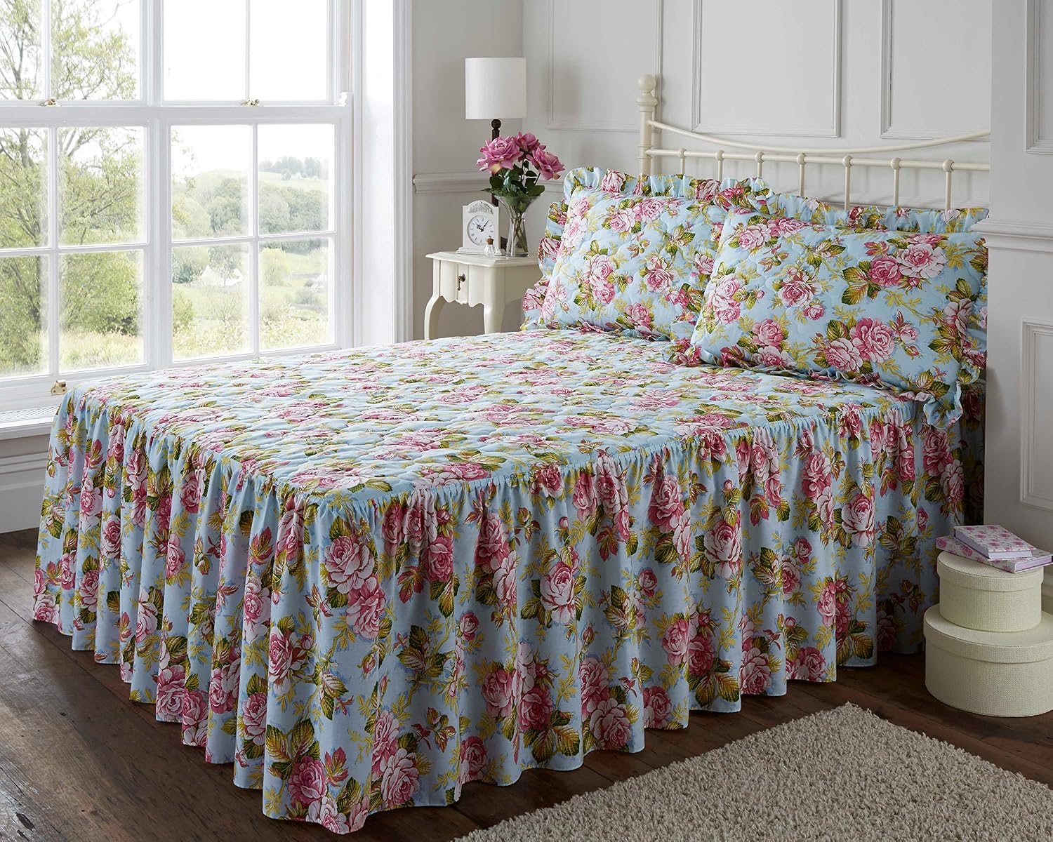 Diana Cowpe DOUBLE BEDSPREAD SET HAMPTON Floral Bedspread Double ...