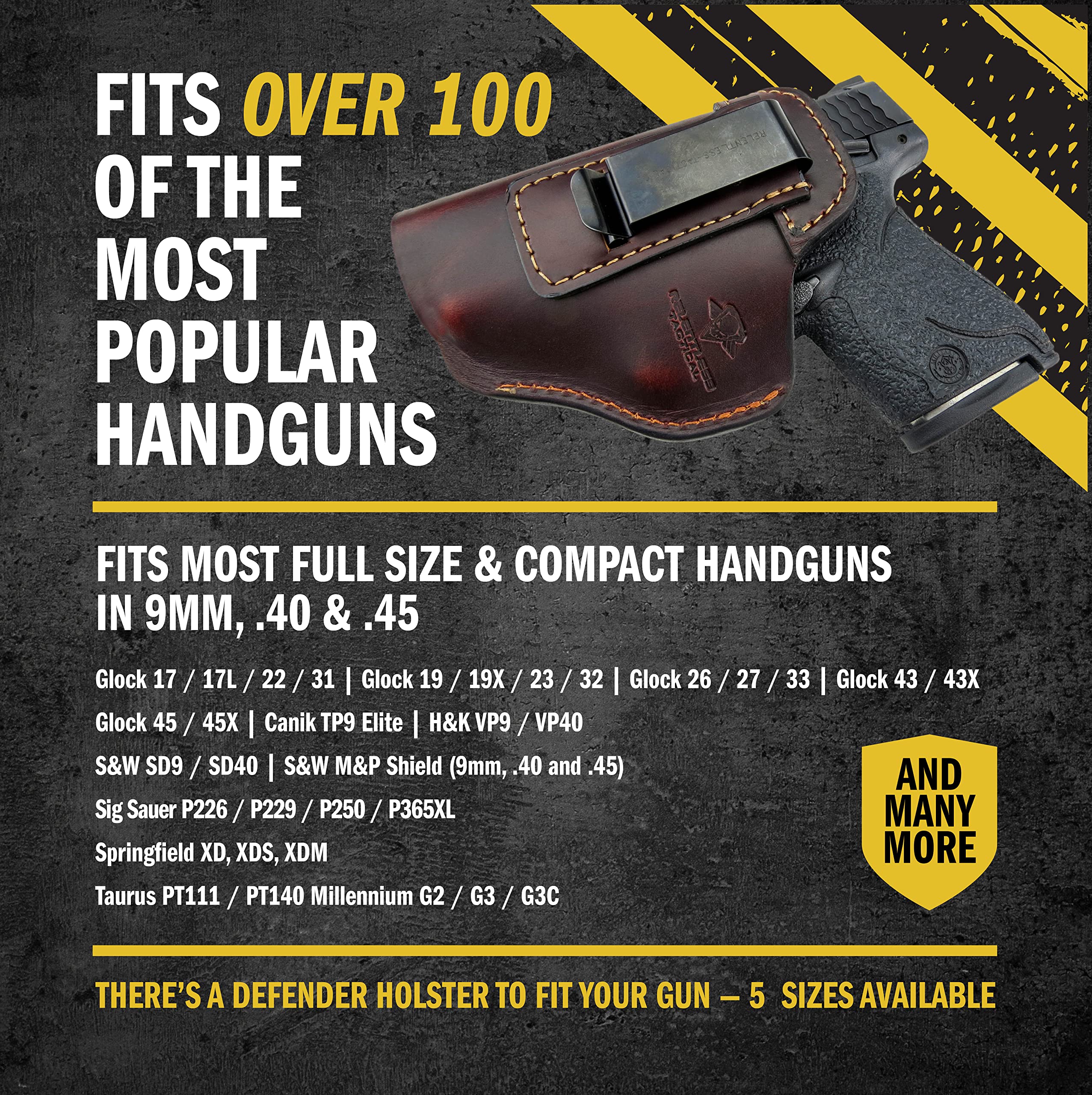 Snapklik.com : The Defender Leather IWB Holster Made In USA Fits Glock ...