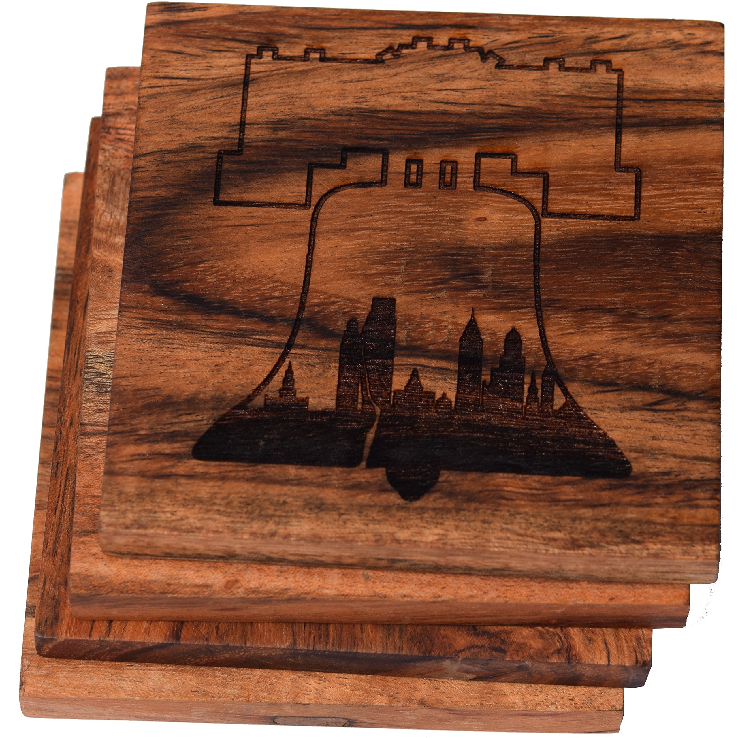 Amazon.com: Philadelphia Coasters, Philadelphia Skyline in Liberty Bell ...