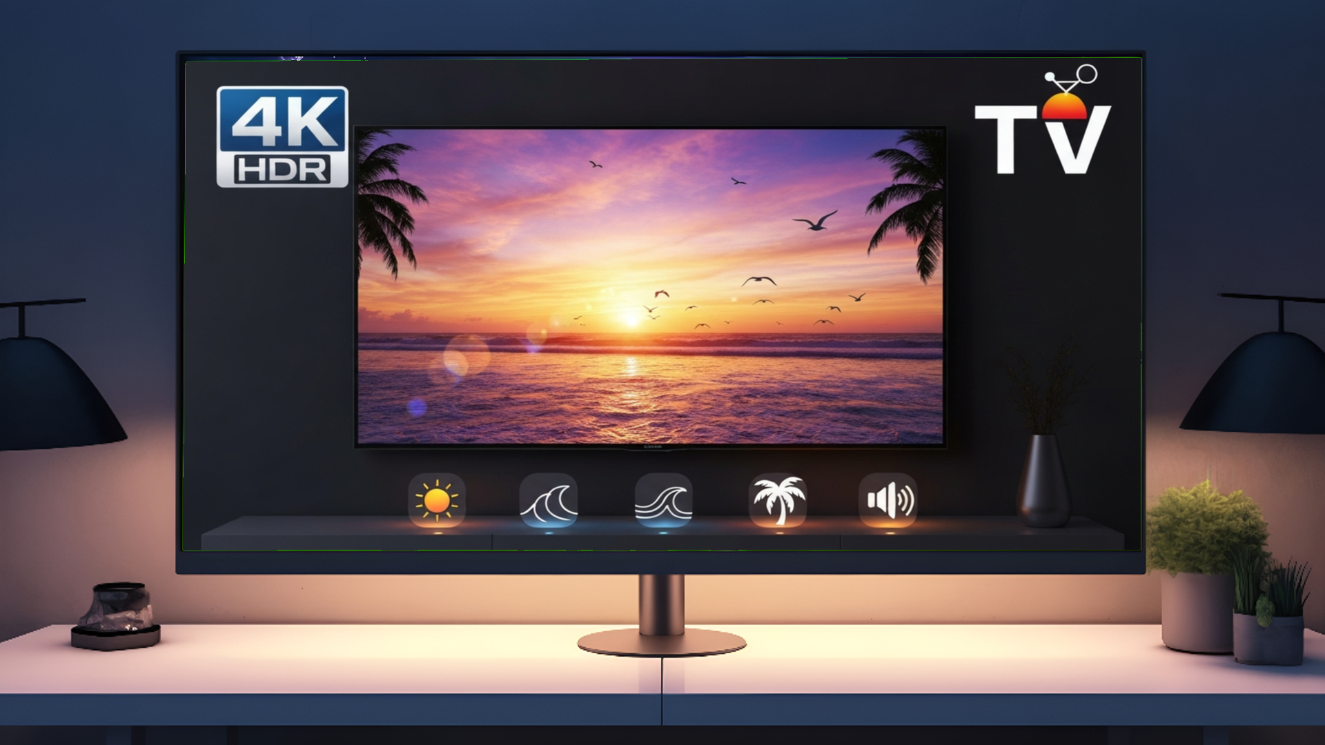 Ocean Beach Sunset 4K – Seagull Calls Big-Screen Chill Display - App on ...