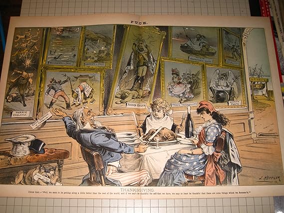 Amazon Uncle Sam s Thanksgiving W Puck Lady Columbia 1883 Color amazon-uncle-sam-s-thanksgiving-w-puck-lady-columbia-1883-color