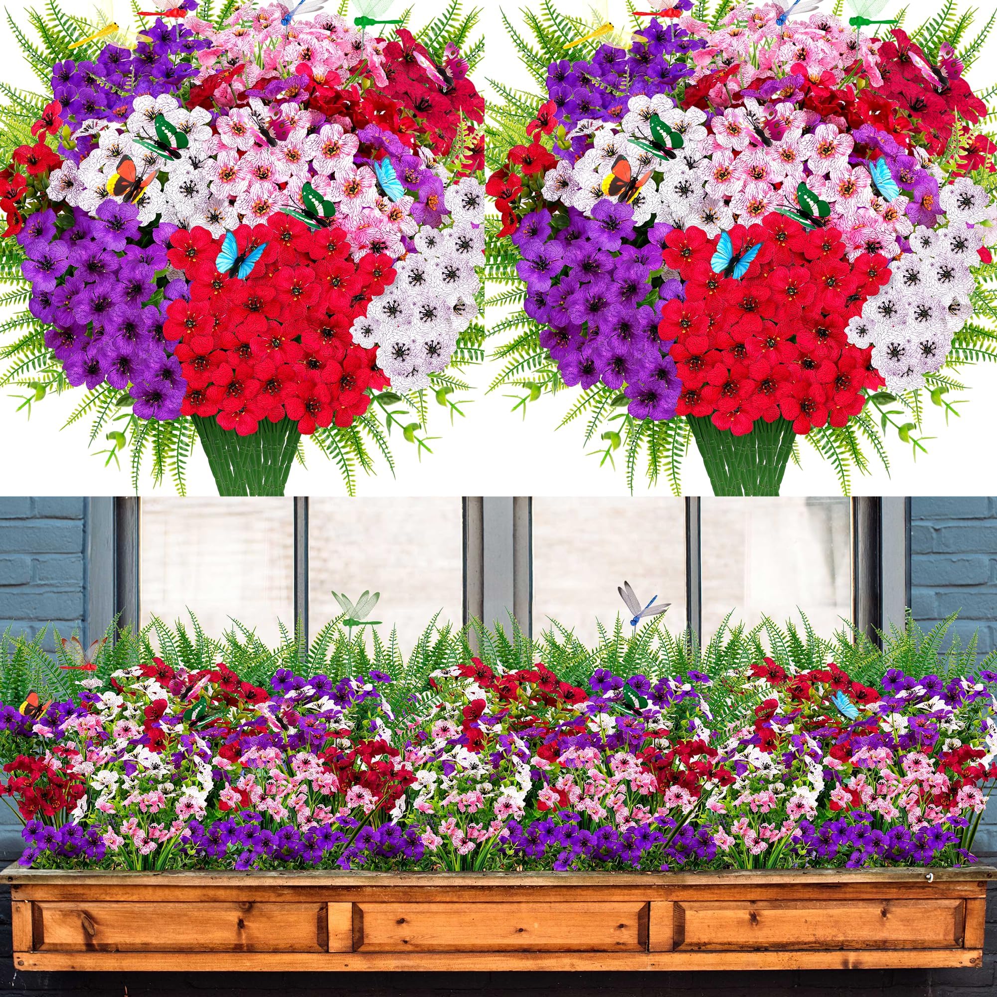 Amazon.com: Winrain 30PCS Fake Flowers Faux Plants Outdoor - Artificial ...