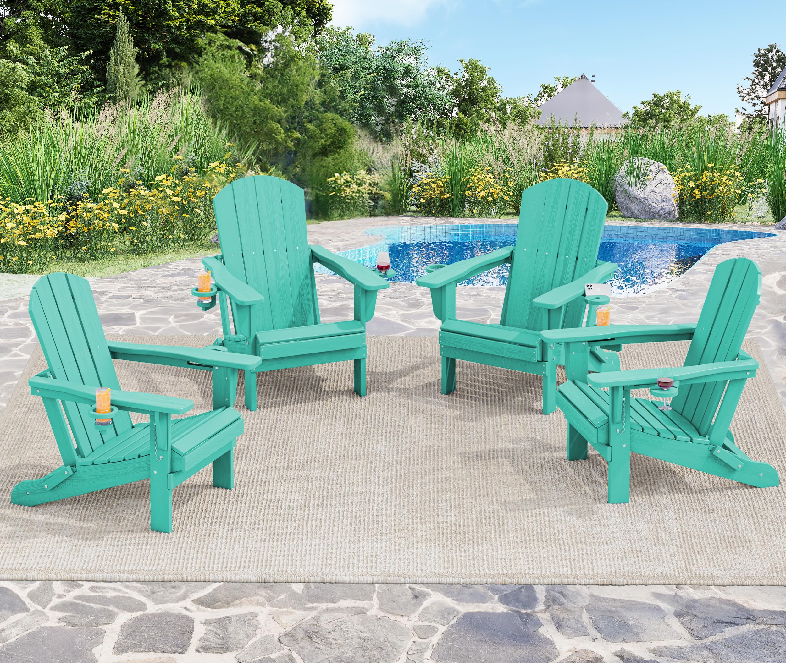 Amazon.com : SERWALL Adirondack Chair with Cup Holders - Composite ...