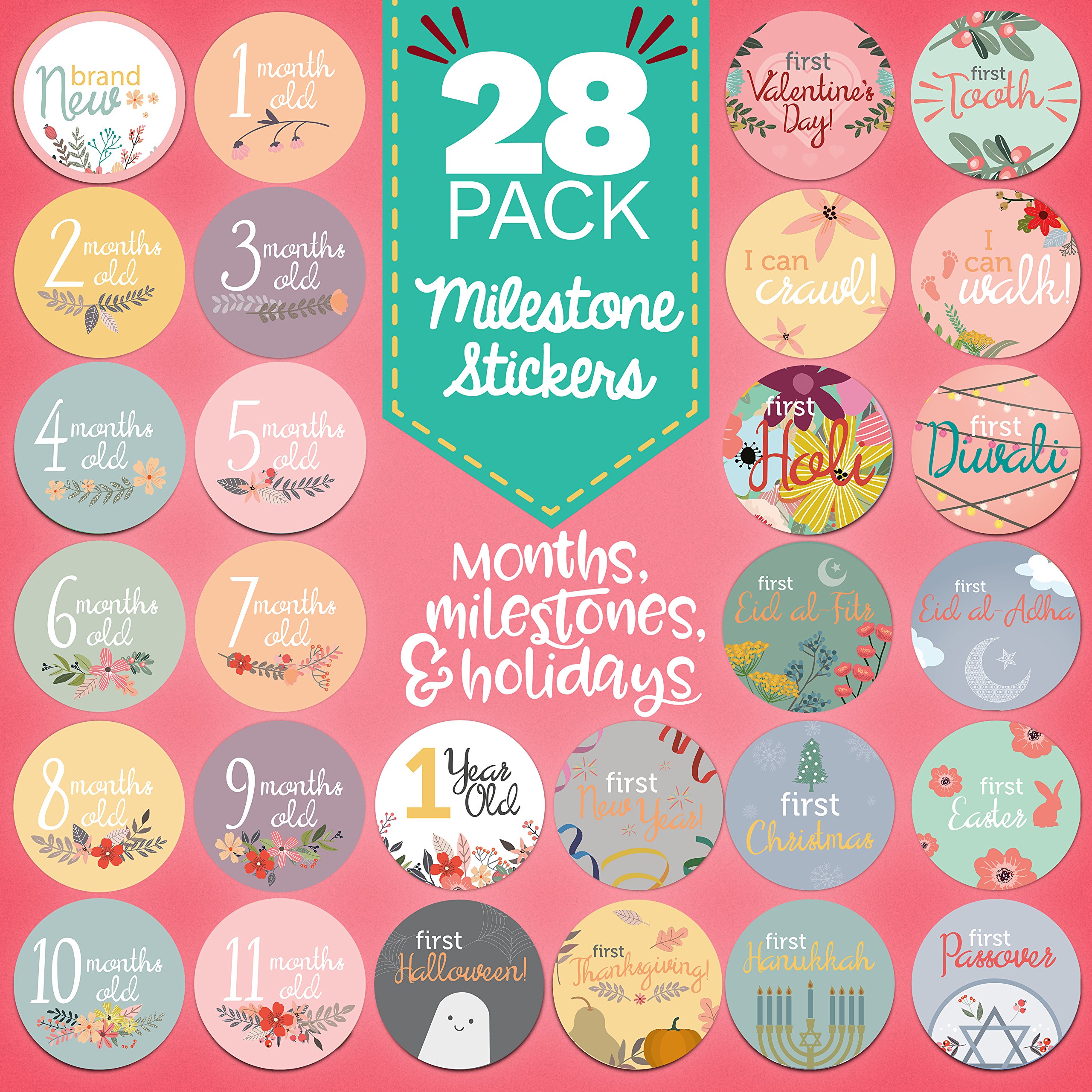 Baby Month Milestone Stickers 28 Pack Baby Girl Onesie Belly baby-month-milestone-stickers-28-pack-baby-girl-onesie-belly