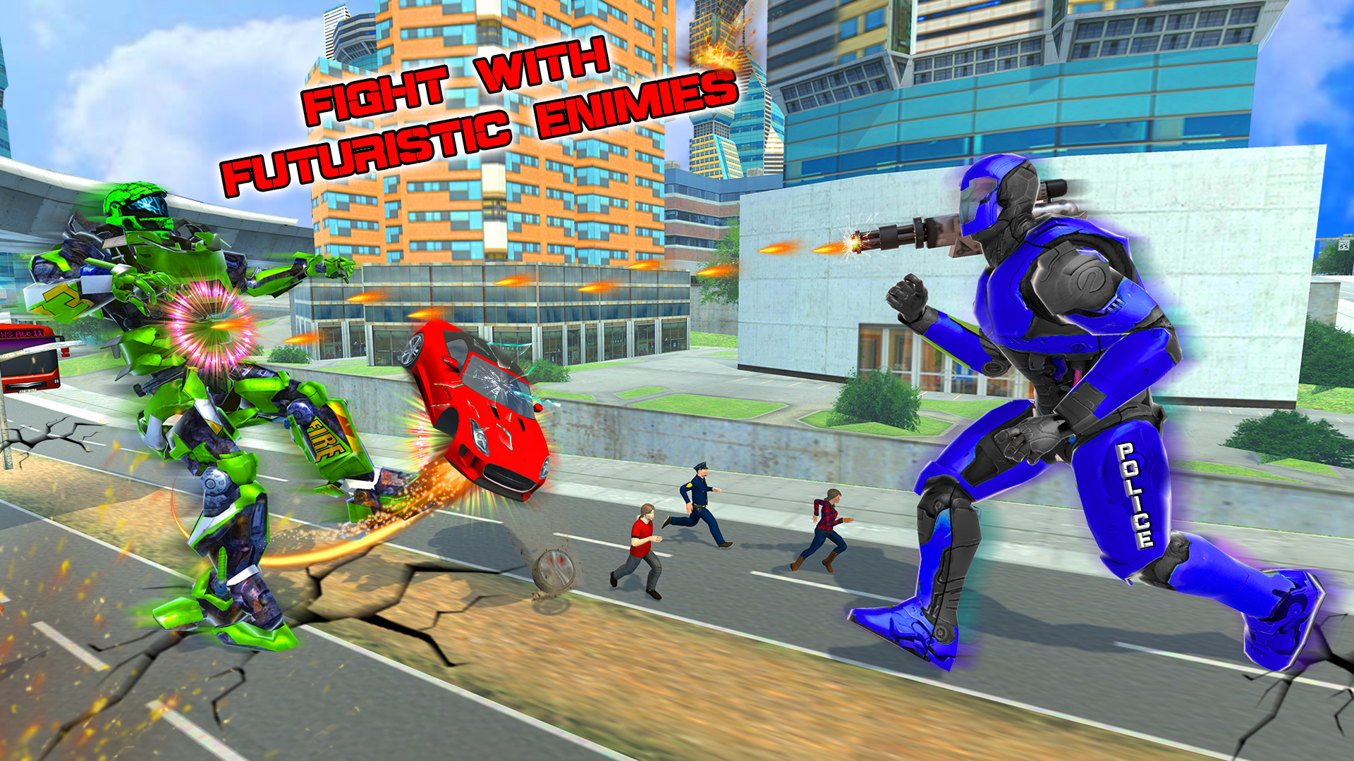 Police Air Jet Robot Car Transform Shooting Game - App on the Amazon ...