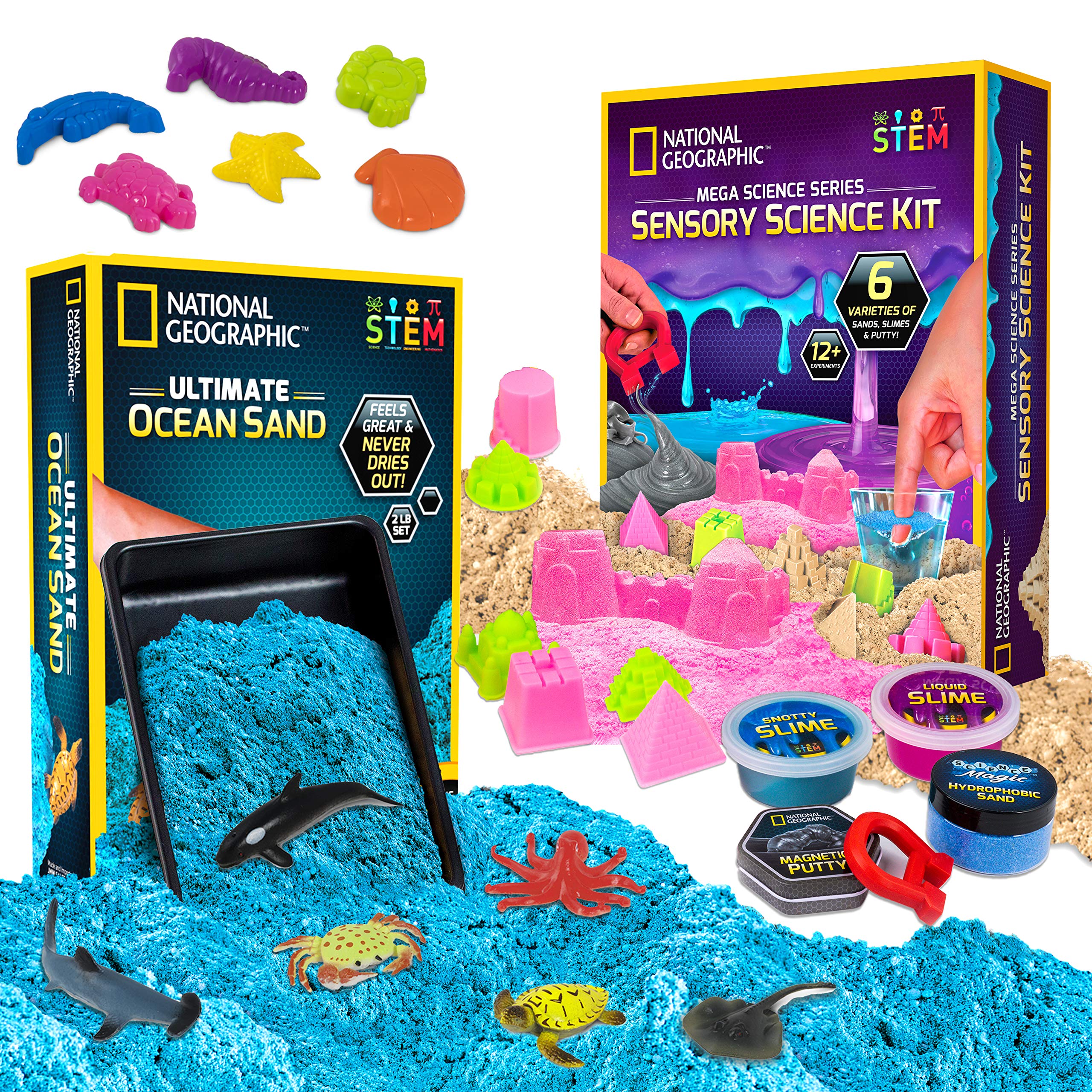 Buy NATIONAL GEOGRAPHIC Sensory Science Kit Plus Ultimate Ocean Play Sand - Mega Science Combo ...