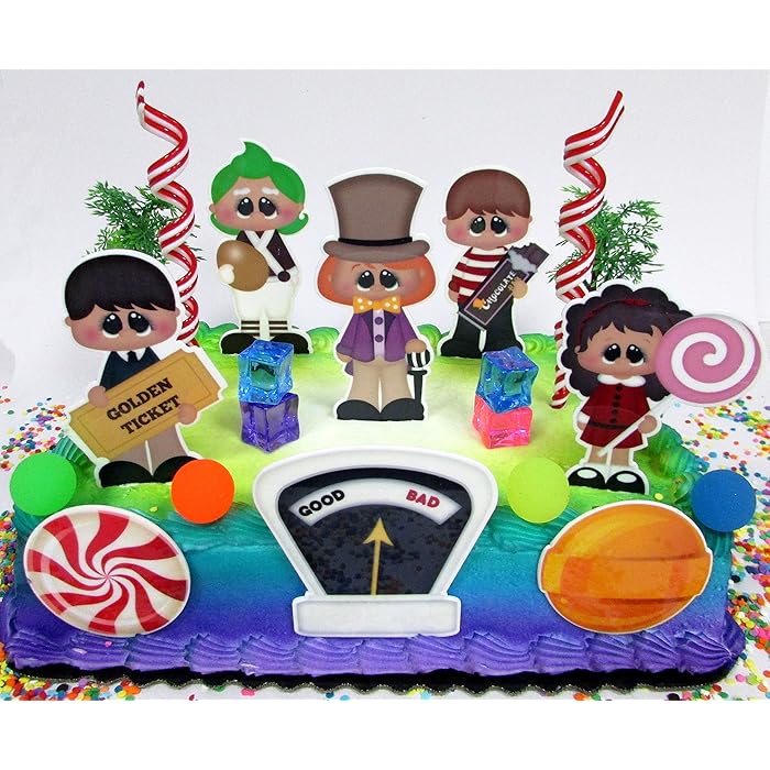 Buy Willy Wonka Birthday Cake Topper Set Featuring Wonka & Friends and ...