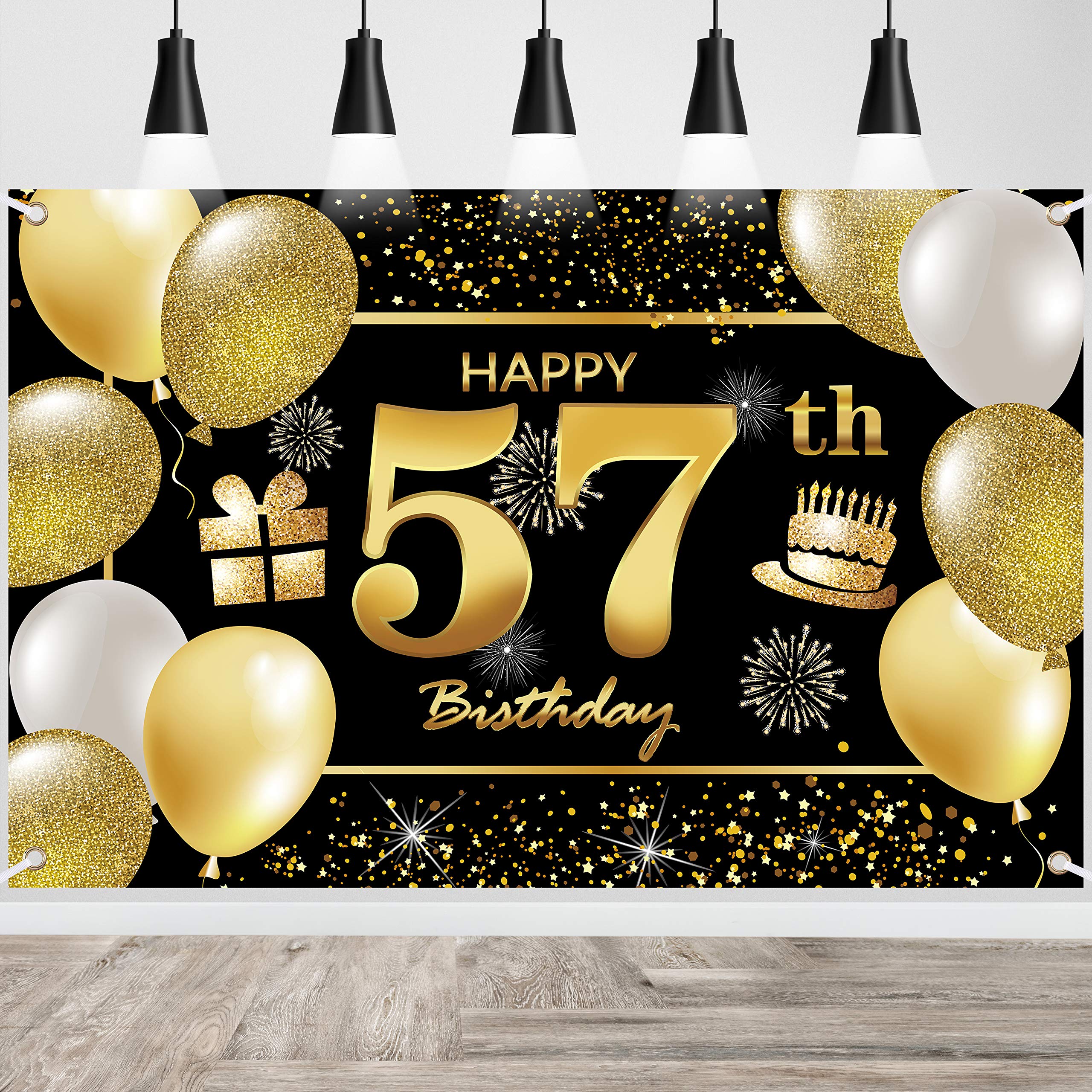 Amazon.com: 57th Happy Birthday Banner Birthday Decorations for Men ...