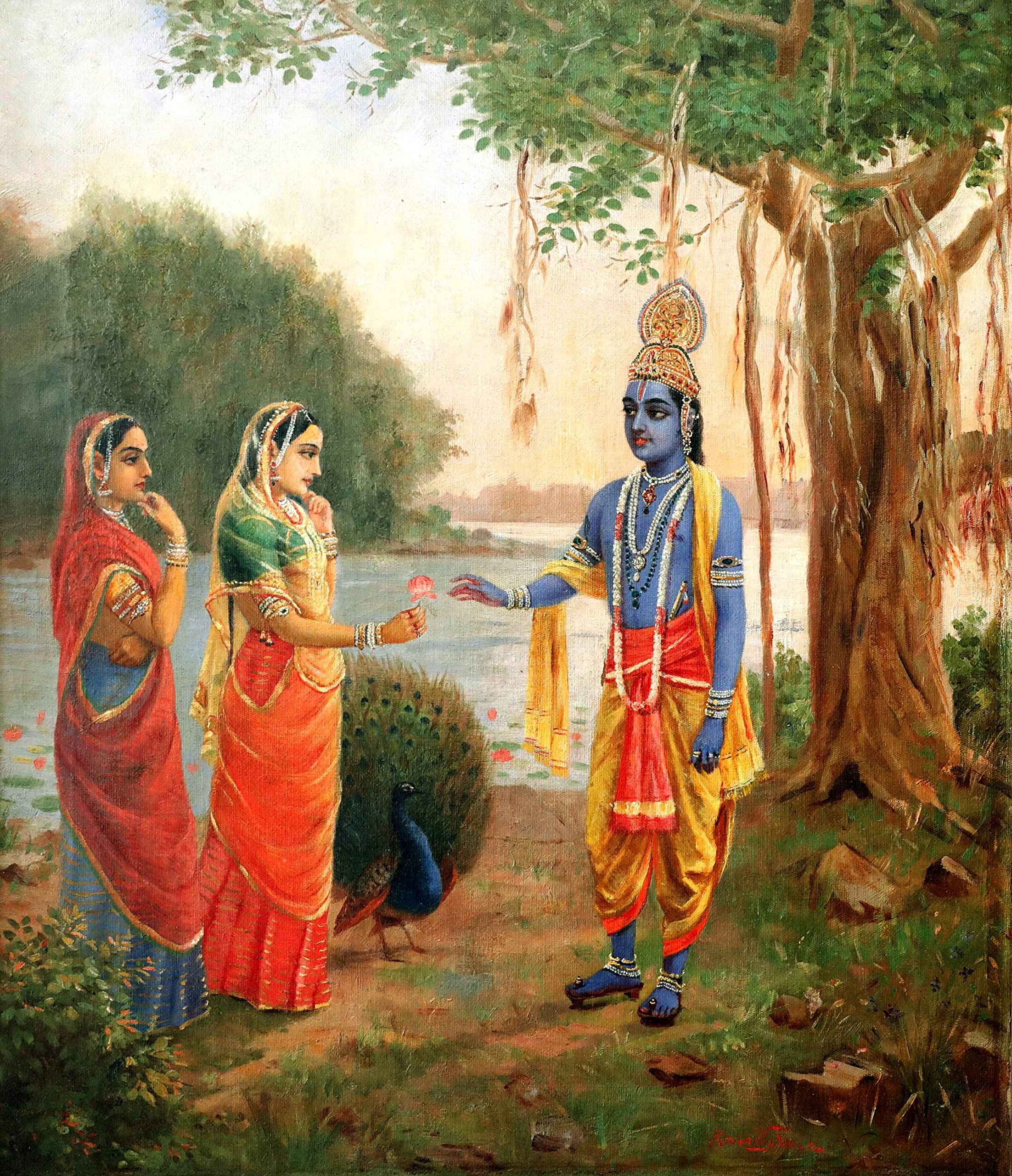 Raja Ravi Varma Krishna Radha Being Introduced To Krishna Ravi Varma