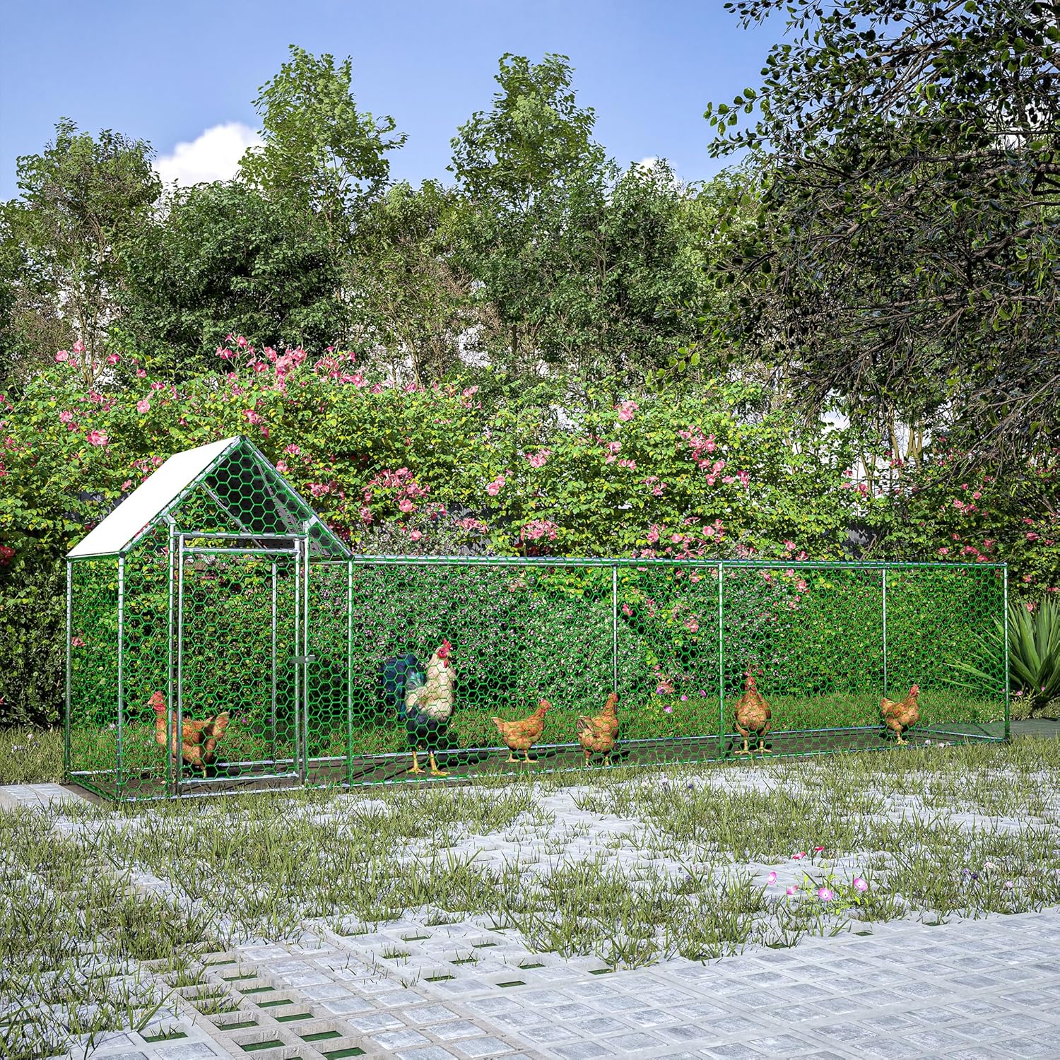 Amazon.com: LCOZPG Large Metal Chicken Coop Chicken Run,Walk in Fence ...