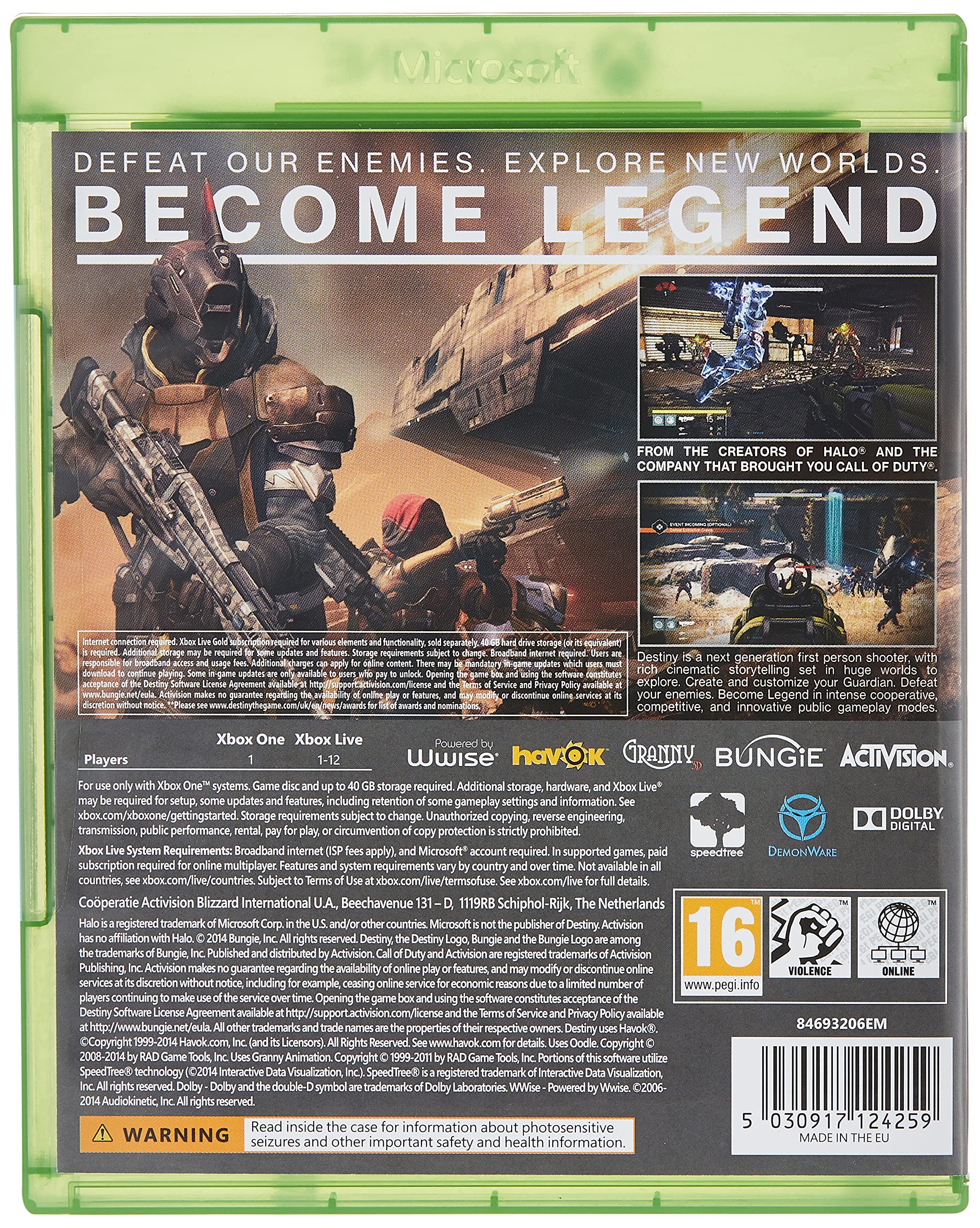 Destiny Xbox One Back Cover