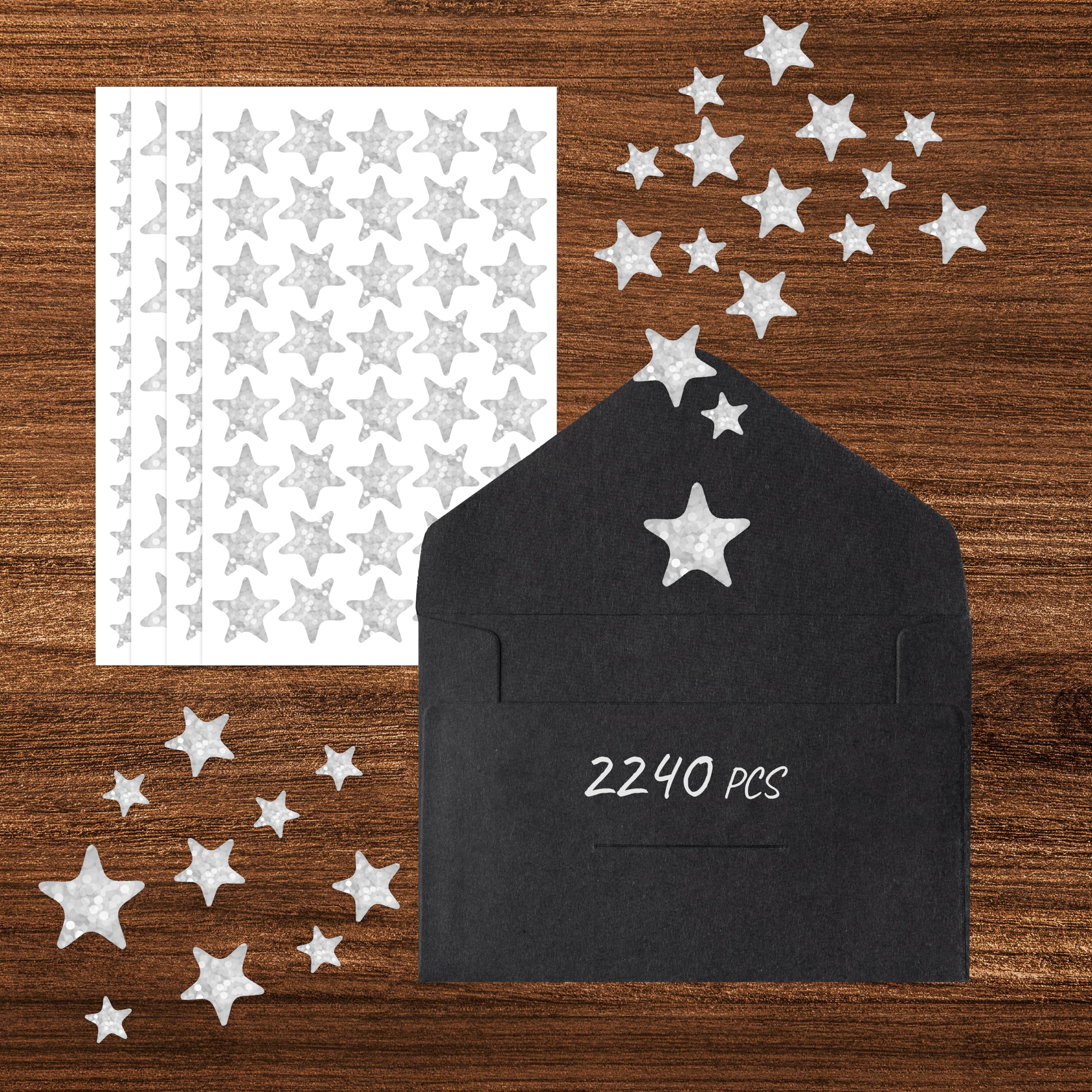Amazon.com: 2240 PCS Sparkly Silver Star Stickers, 0.4”/0.6”/0.7”/0.9 ...