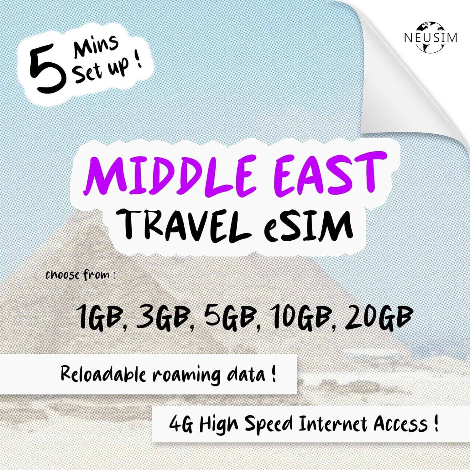 NeuSIM Middle East eSIM 1-20GB Data - 7 Destinations | Same Day DELIVERY! (1GB for 7 Days ...