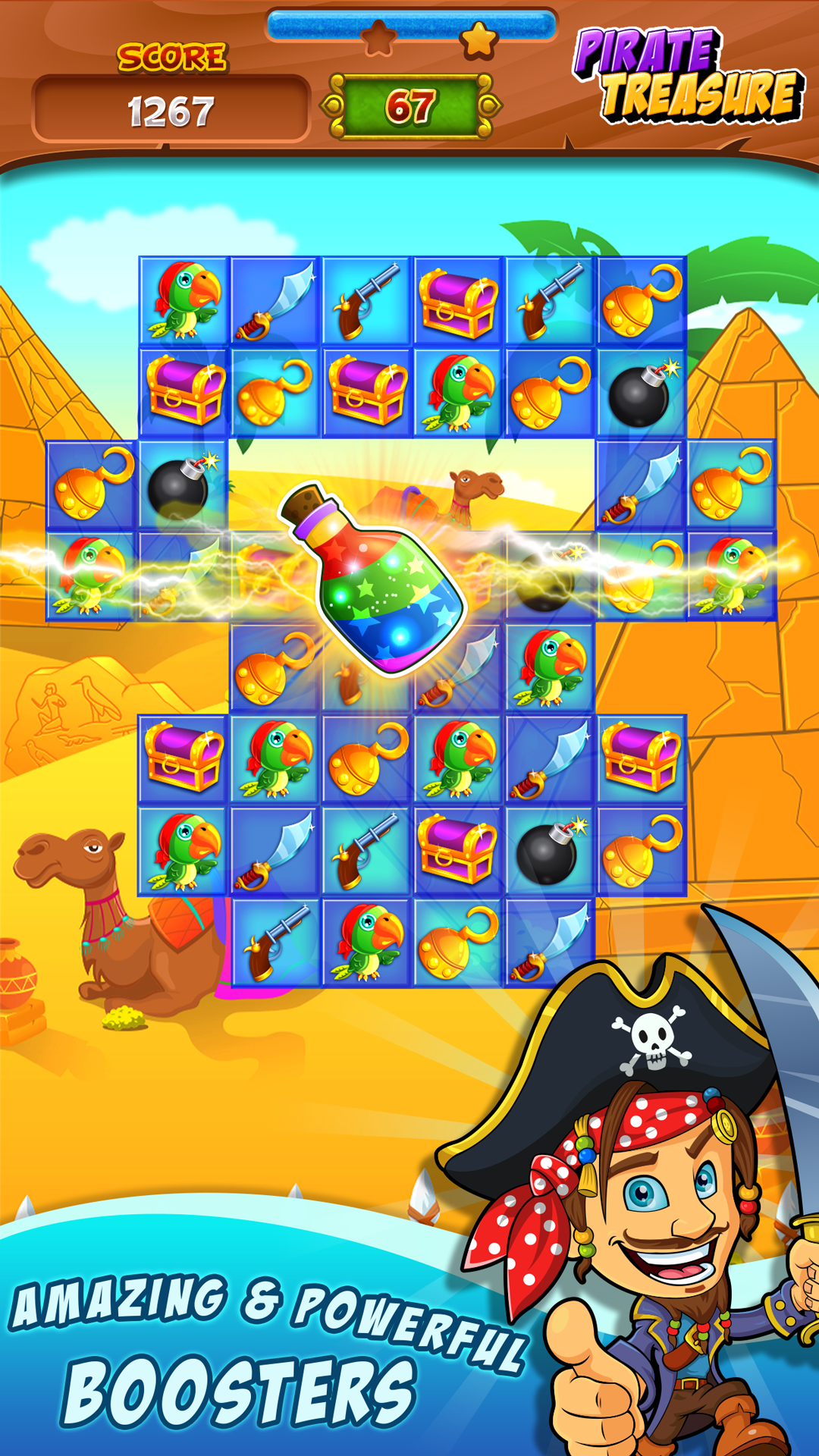 Pirate Treasure Match 3 Adventure - 355 exciting match-3 puzzle levels ...