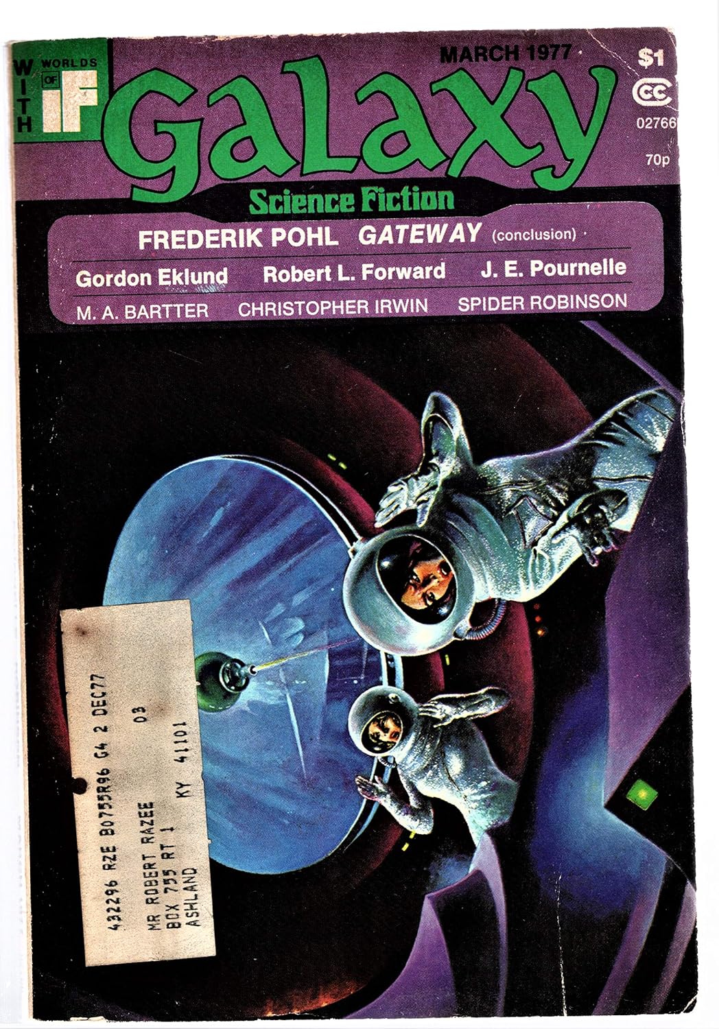 Galaxy Magazine, March 1977 (Vol. 38, No. 1): Frederik Pohl, Spider ...