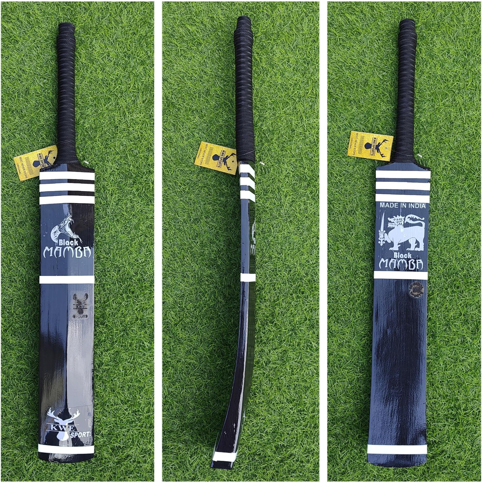 KWE Sports Black Mamba bat Kashmir Willow Hard Tennis Bat (Black ...