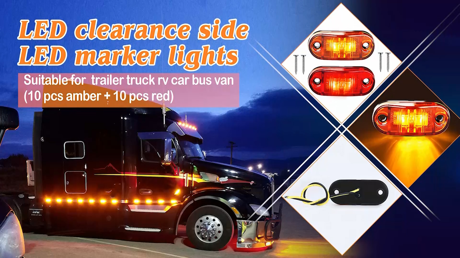 Enclosed Trailer Marker Lights Boat Trailer Submersible Red LED Side