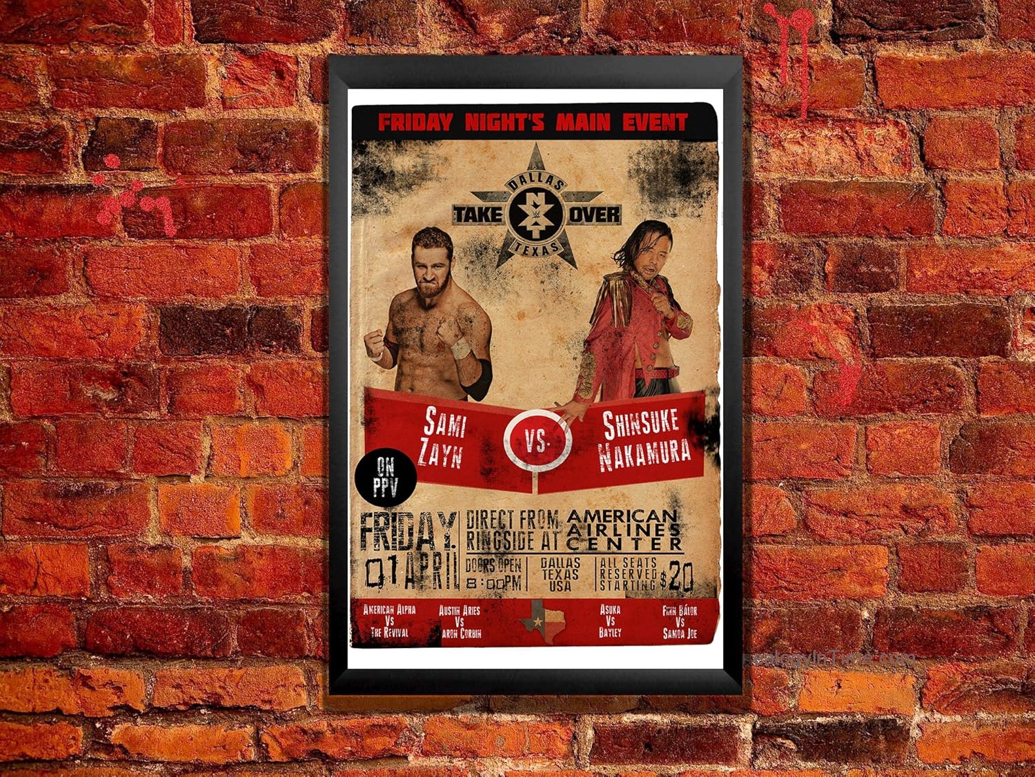 Amazon.com: ZanzibarLand NXT Takeover Dallas Sami Zayn Vs Shinsuke ...