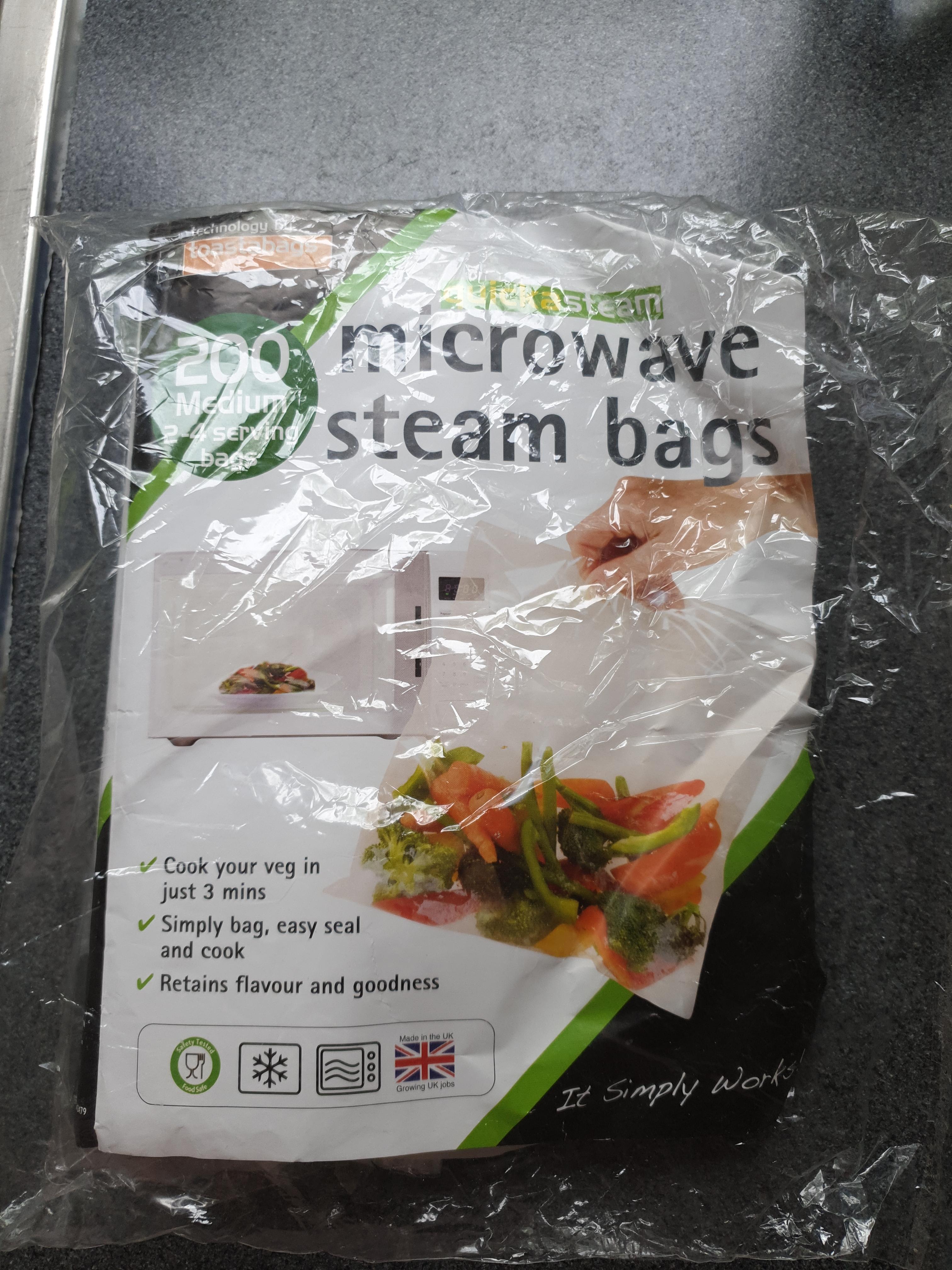 200 x Medium quickasteam Microwave steam Cooking Bags - Super Value ...