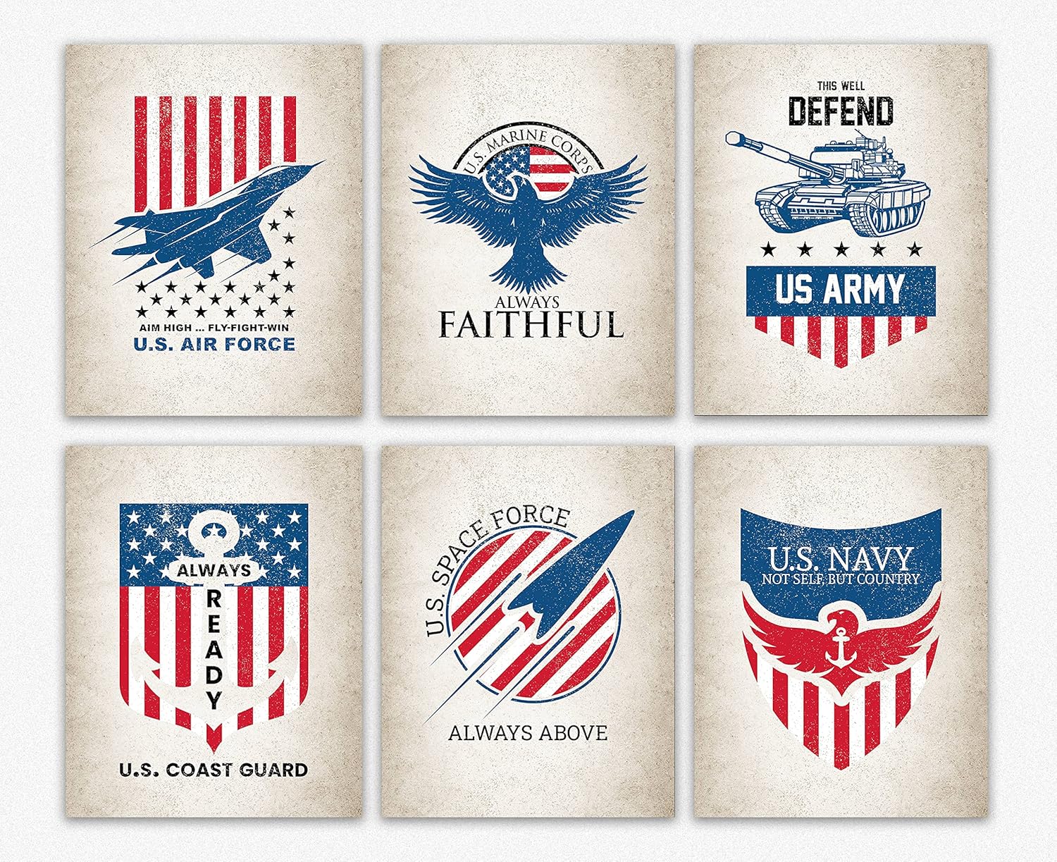 Amazon.com: American Flag Wall Art - US Military Decor & Posters for ...