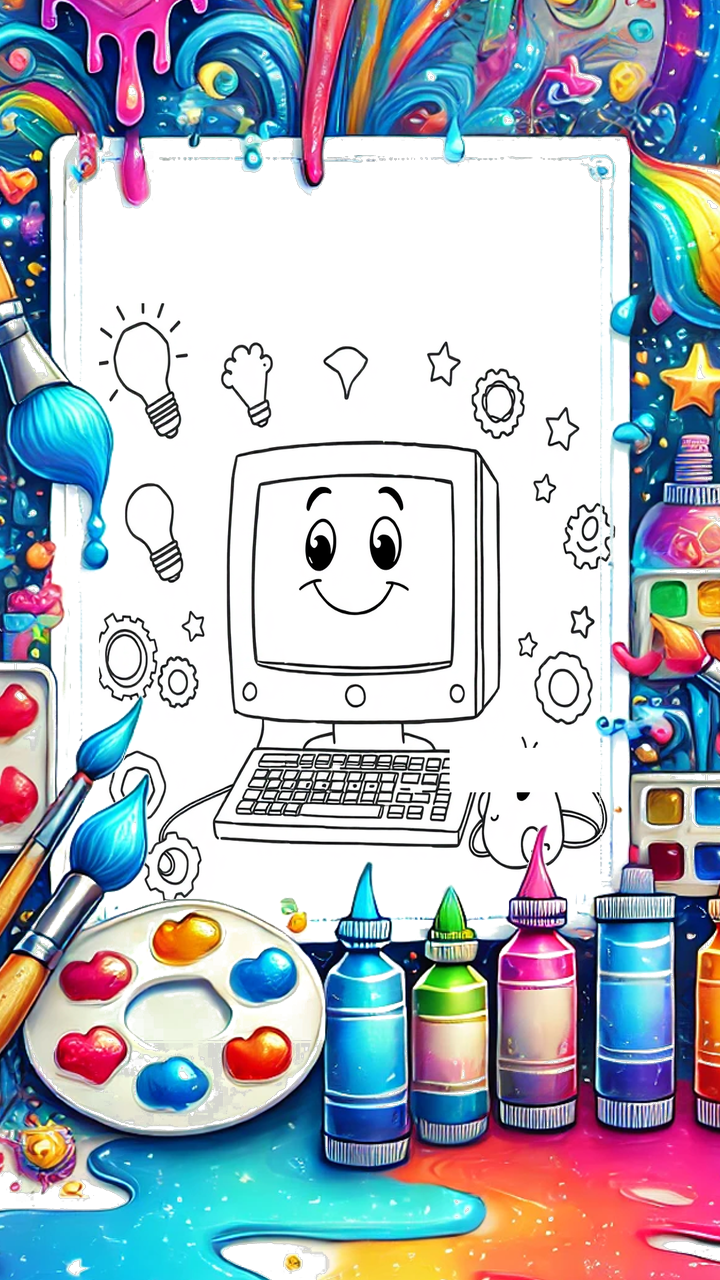 Computer Coloring Book: Tech Drawing & Paint Game | Digital Art Pages ...