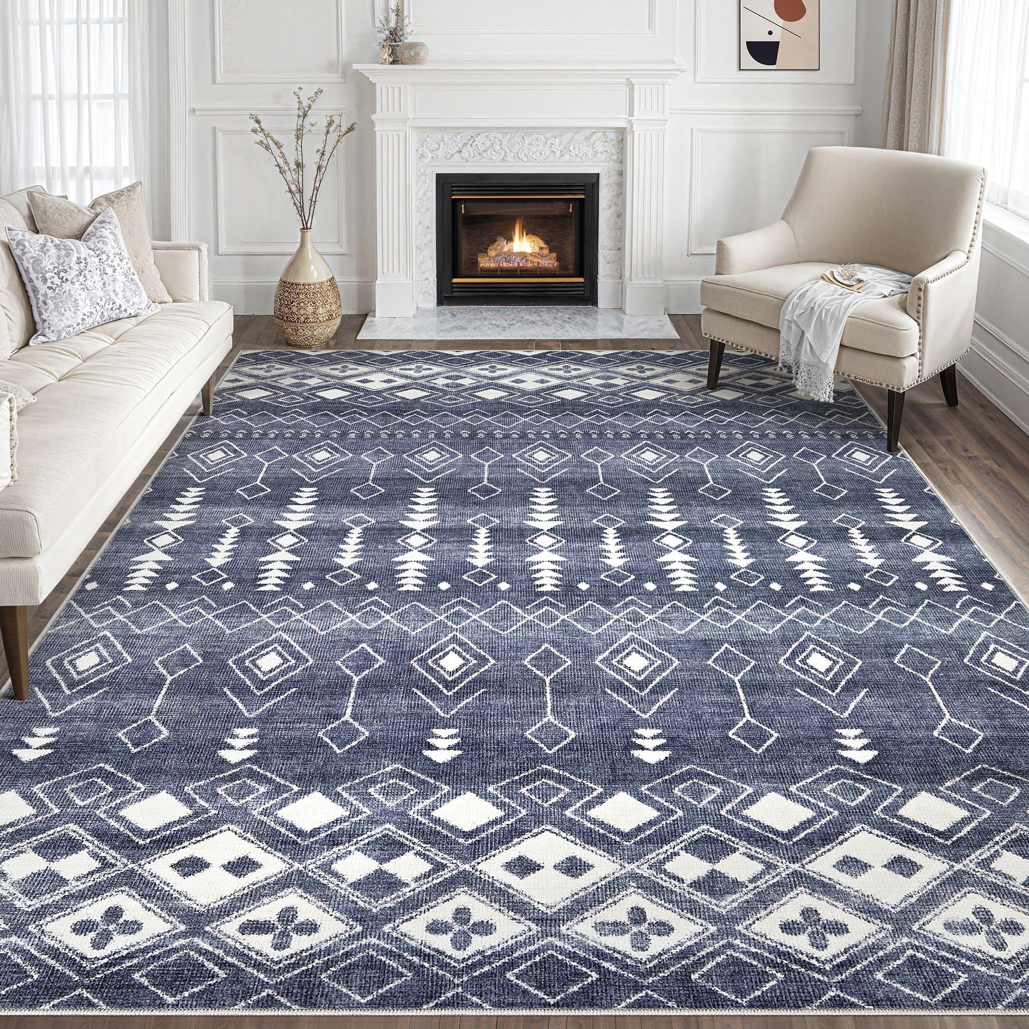Amazon.com: Living Room 10x14 Area Rug: Washable Rug with Non Slip ...