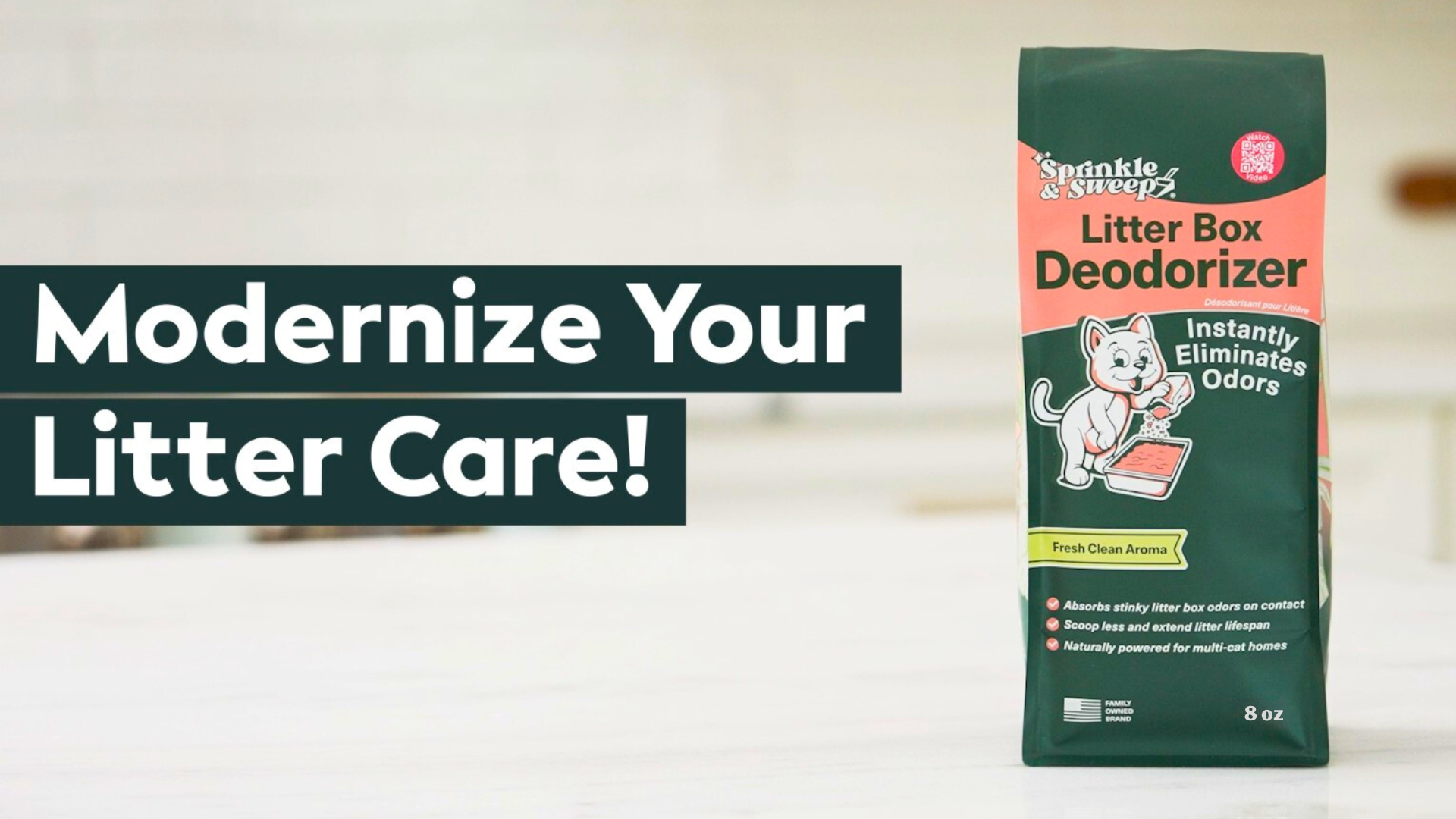Cat Odor Eliminator Sprinkle & Sweep Litter Box Deodorizer With Speed ...