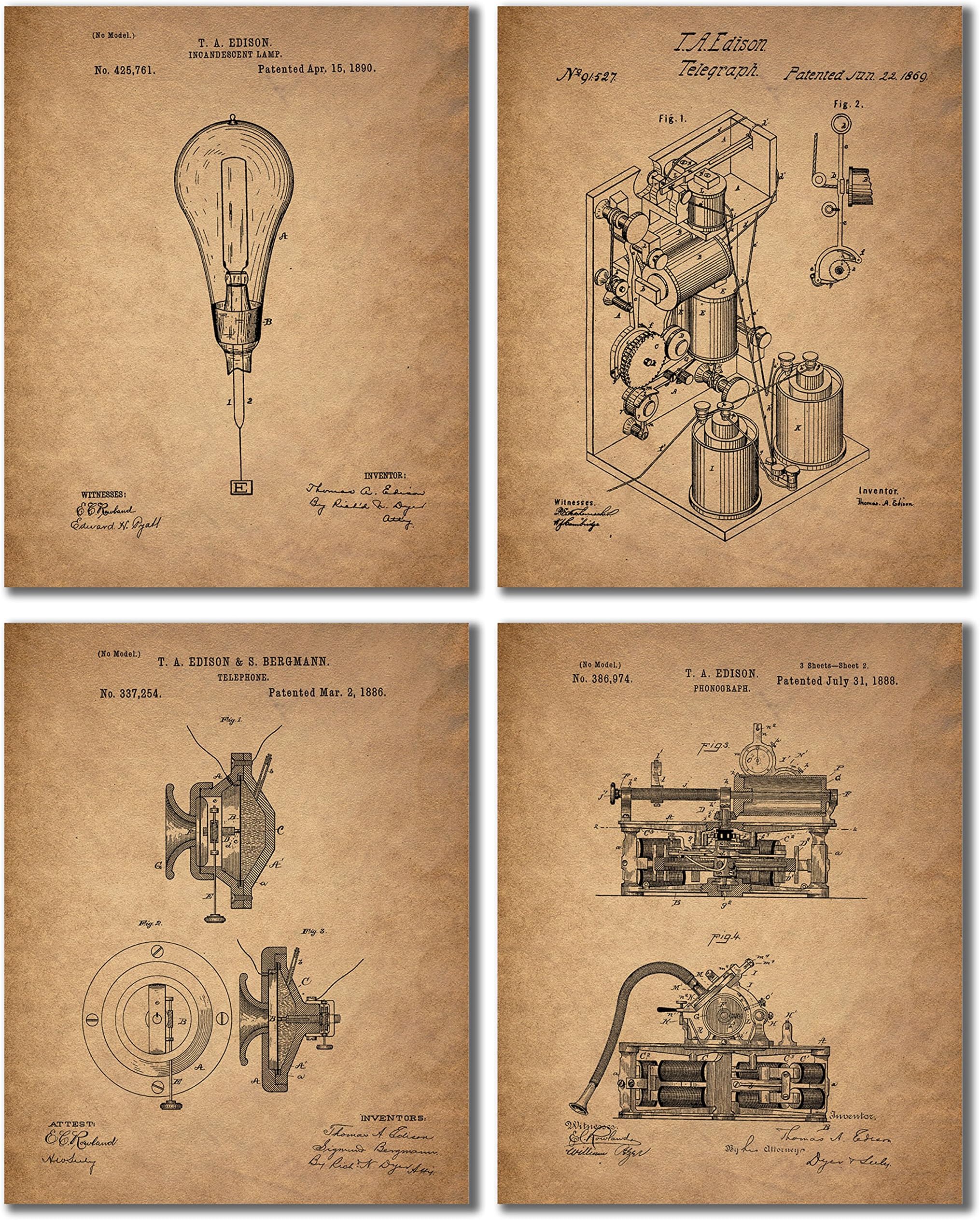 Amazon.com: Tesla Patent Wall Art Prints - Set of 6 Vintage (8 inches x ...