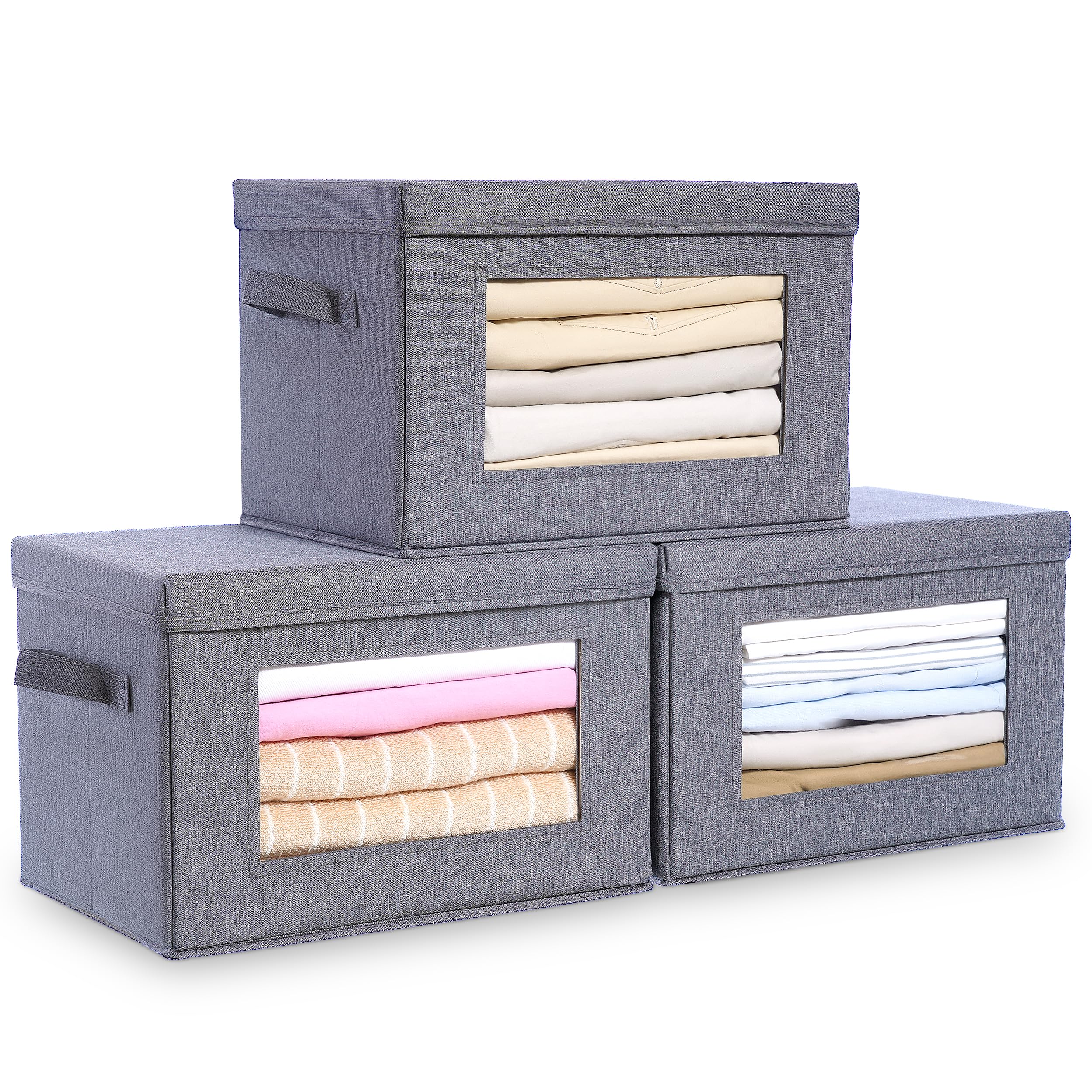 Amazon.com - Citylife 3-Pack Storage Bins with Lids, Fabric Foldable ...