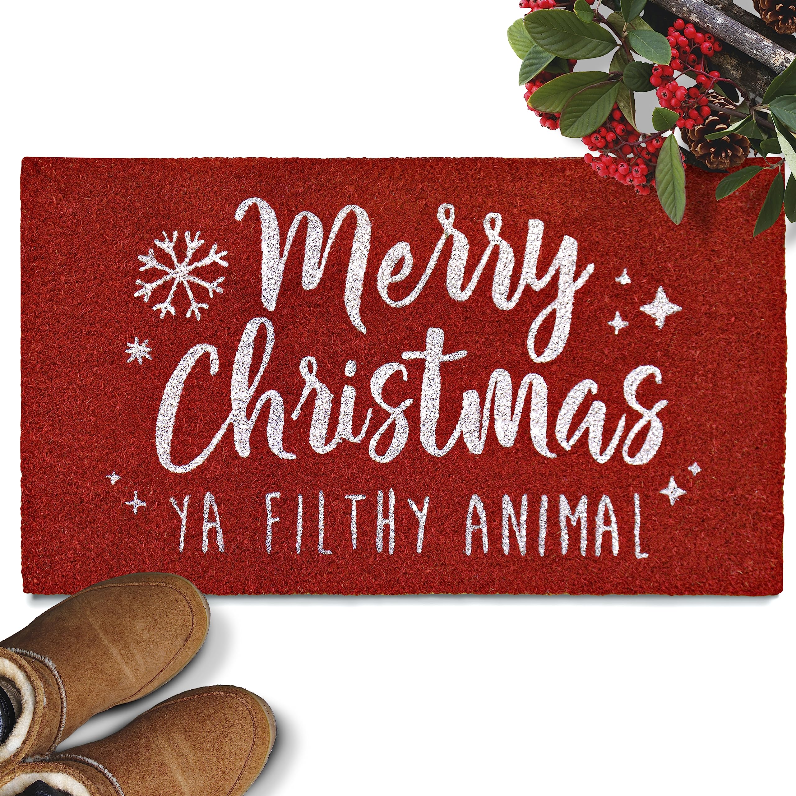 Amazon.com: Merry Christmas Ya Filthy Animal Doormat 30x17 Inch, Home ...