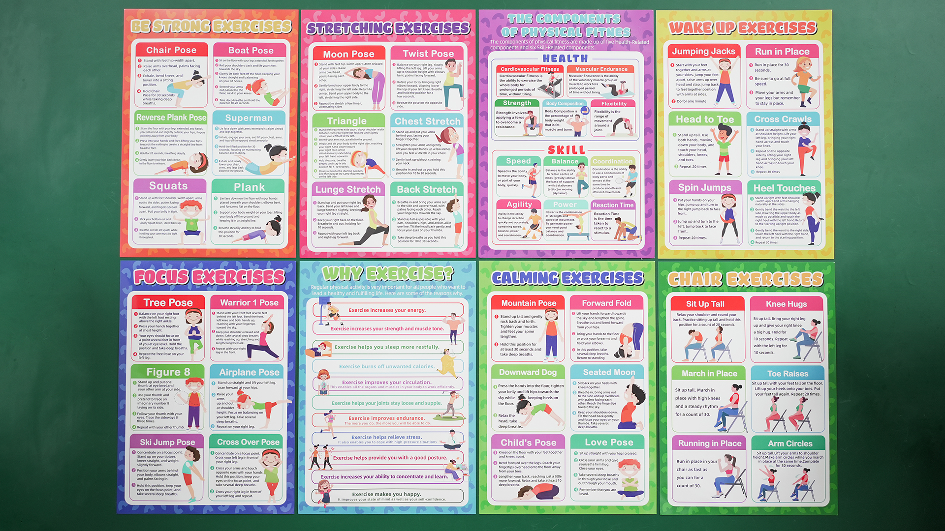 PE Classroom Learning Materials 14-Piece Physical Education Posters Set ...