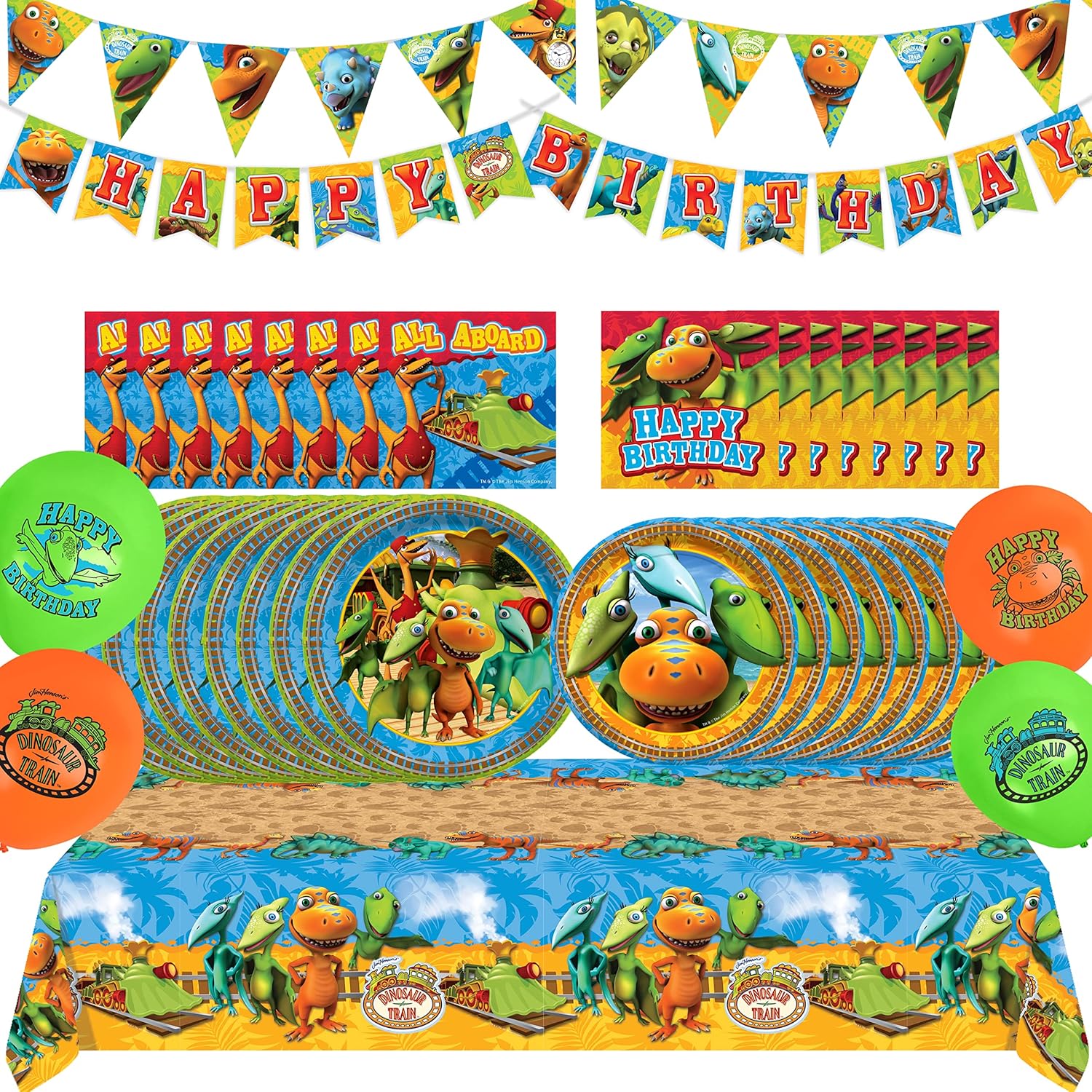 Amazon.com: Treasures Gifted Dinosaur Train Birthday Party Supplies - Serves 16 Guests ...