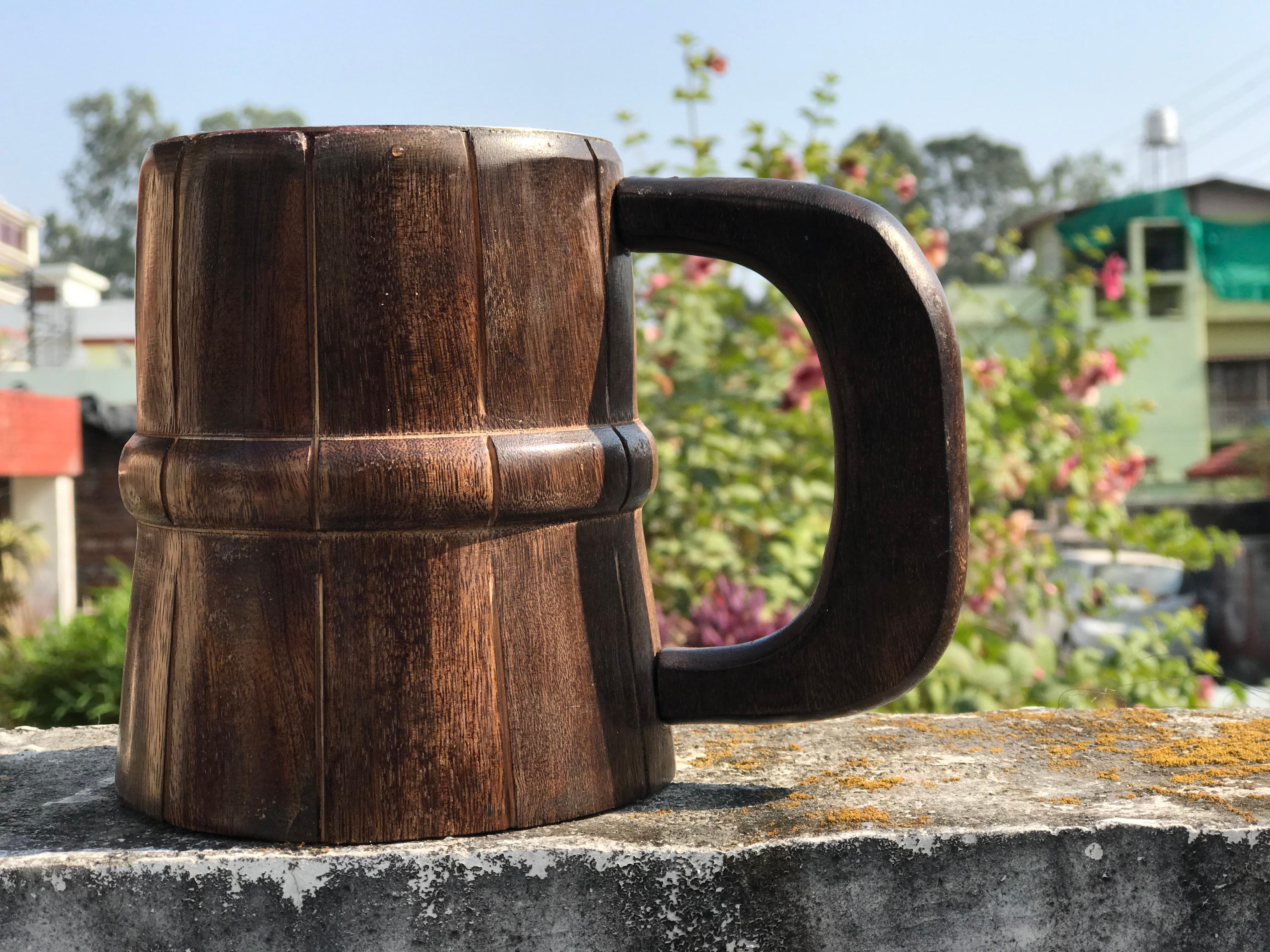 Buy MWC NAG Handmade Mango Wooden & Steel Eco-Friendly Mug for Beer ...