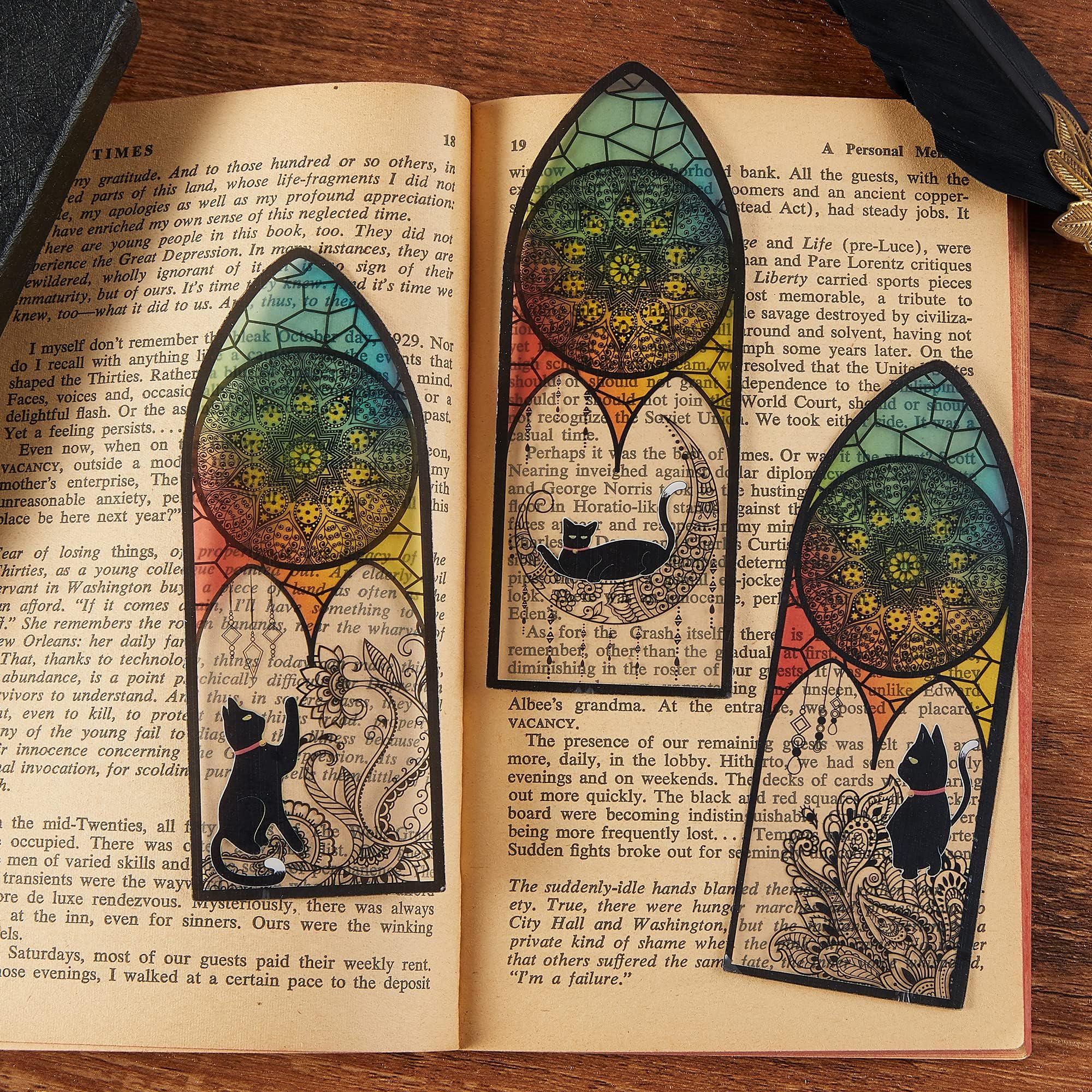 Amazon.com: PUDIS Cat Bookmarks - 6 Pieces Black Cat Book Markers for ...
