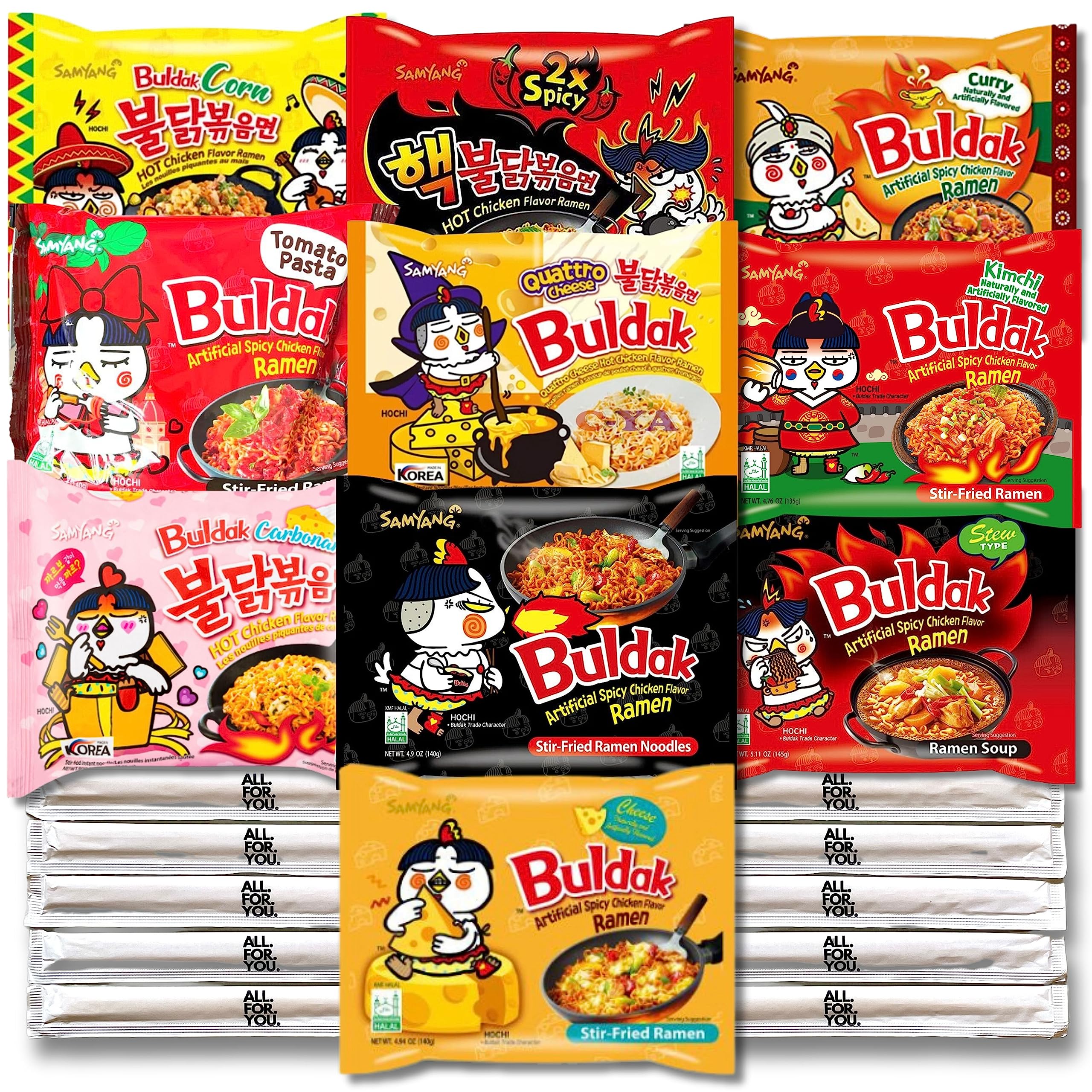 Buy Buldak Ramen Noodles 10 Flavor Variety Combo - Total 10 pack (1 ...