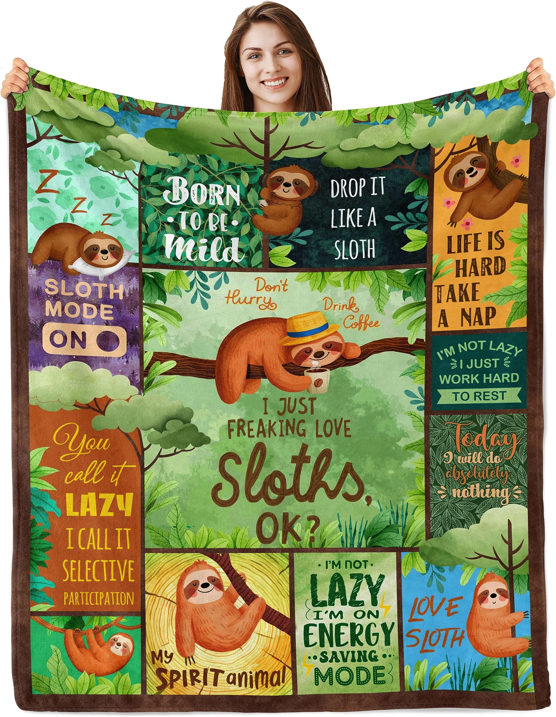 Amazon.com: MIBOI Sloth Blankets Gifts for Girls Boys Soft Fuzzy ...