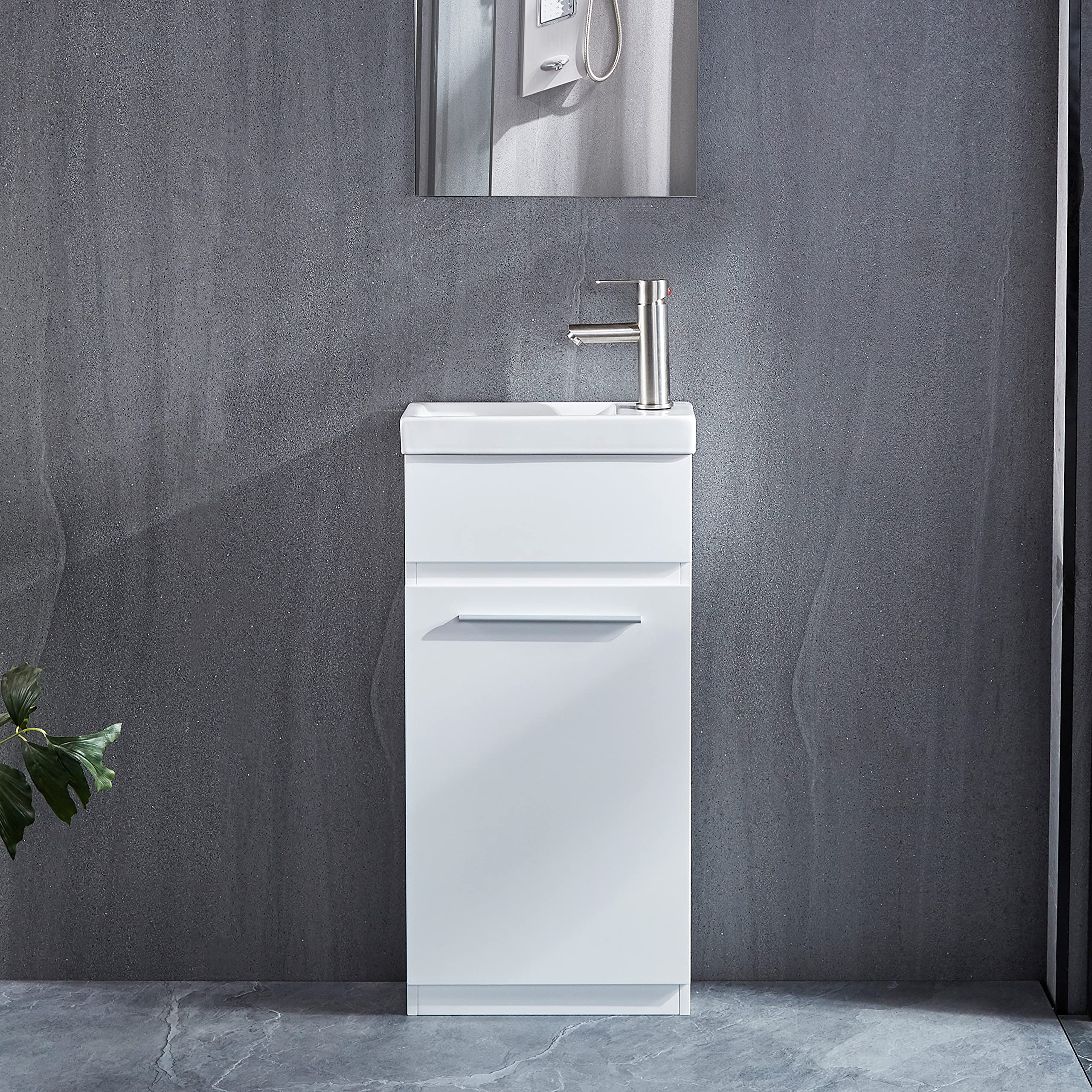 DELAVIN 16" Modern Bathroom Vanity Set with Sink, Small Bath Vanity ...