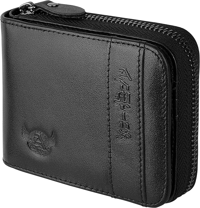 Amazon.com: Mens Wallets Leather Zipper Wallet for Men Bifold RFID ...