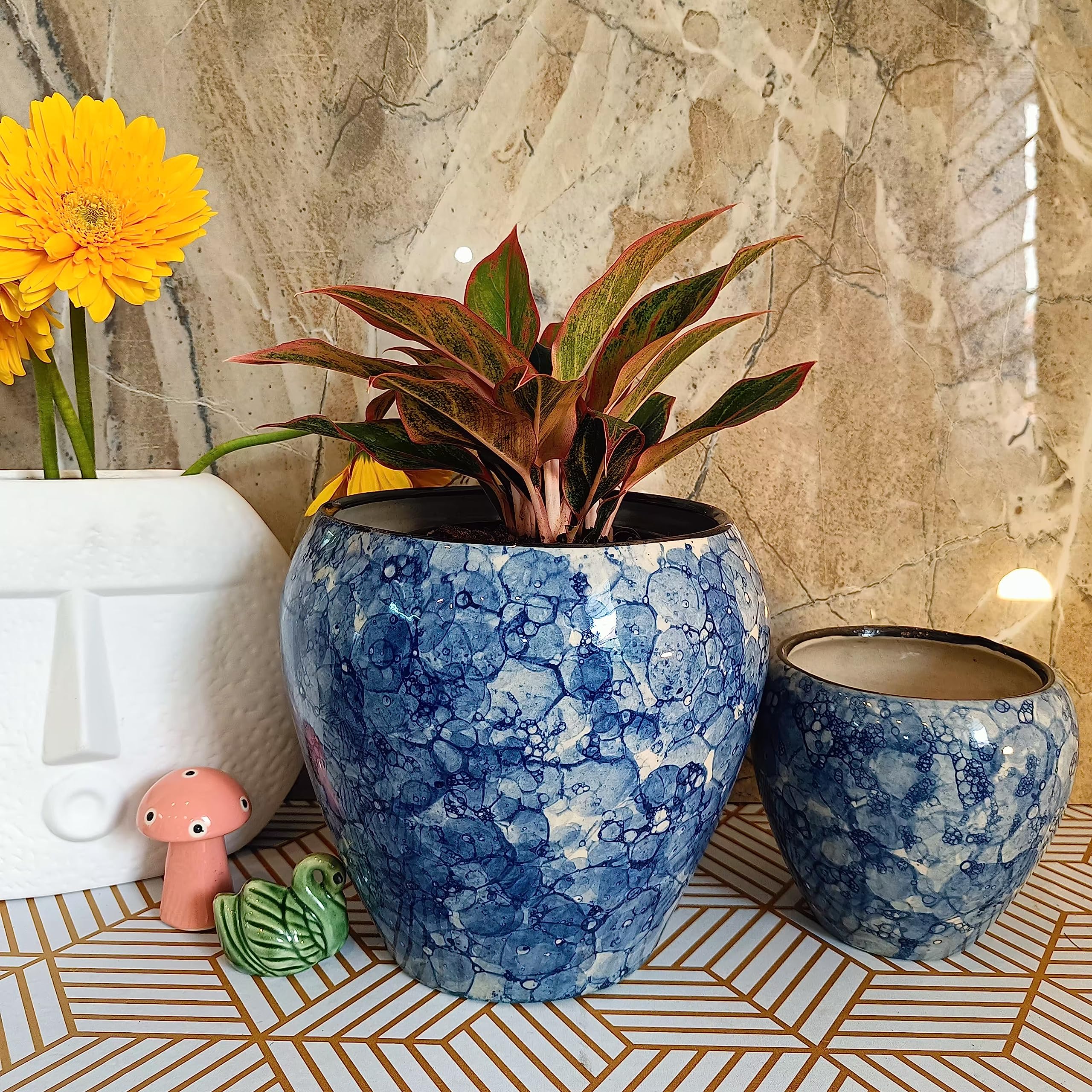 Large Ceramic Pots For Plants Ridged Ceramic Pot In White Large