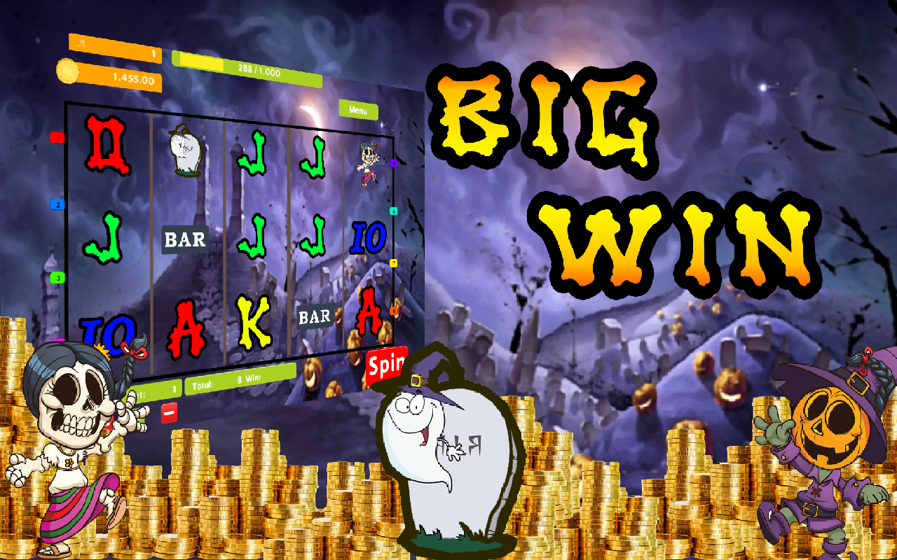 Halloween Pumpkin Roll Bones Skull Lucky Jackpot Casino Slot Machine ...