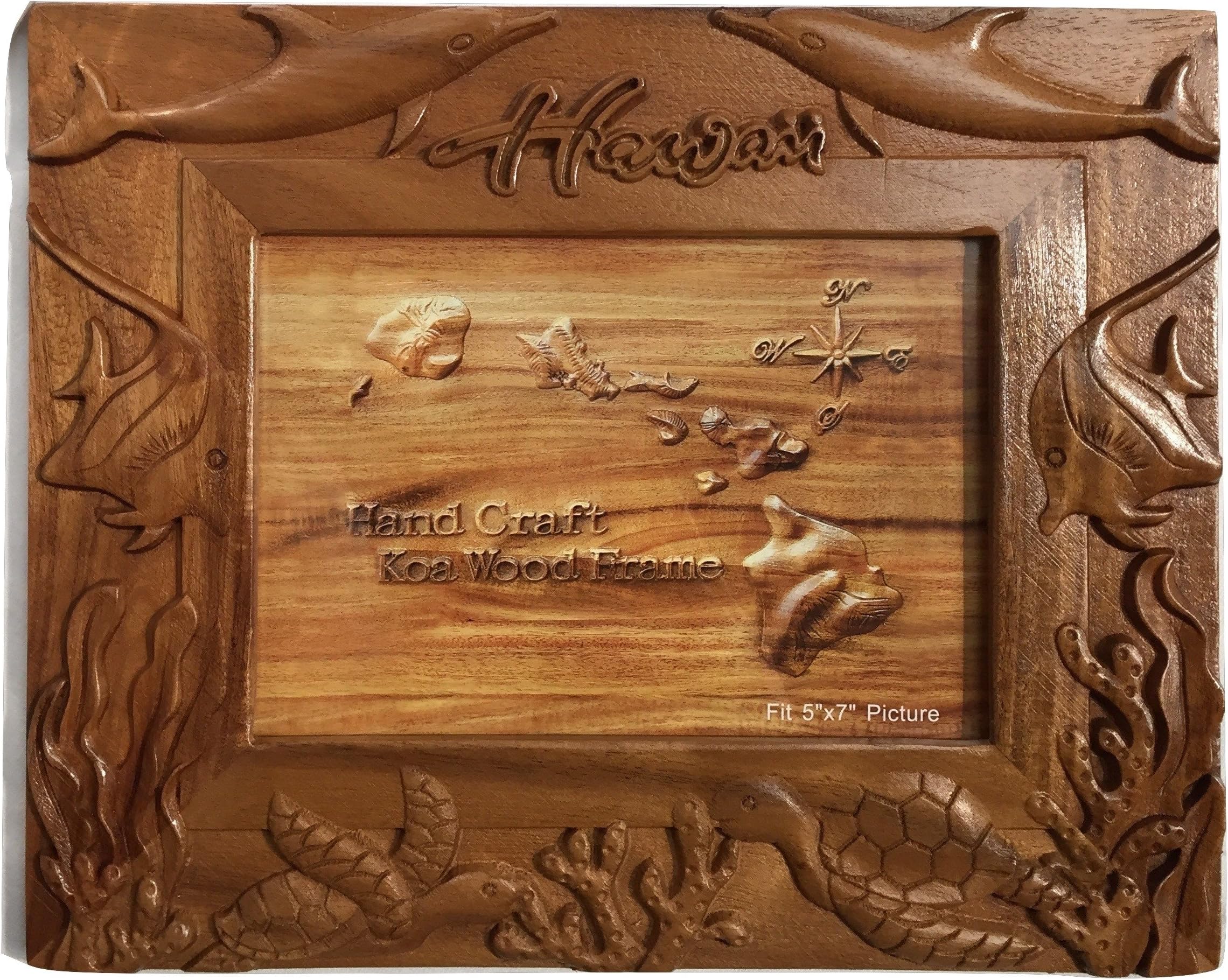 Amazon.com - Koa Wood Handcrafted 5"x7" Picture Frame, HAWAII Ocean ...