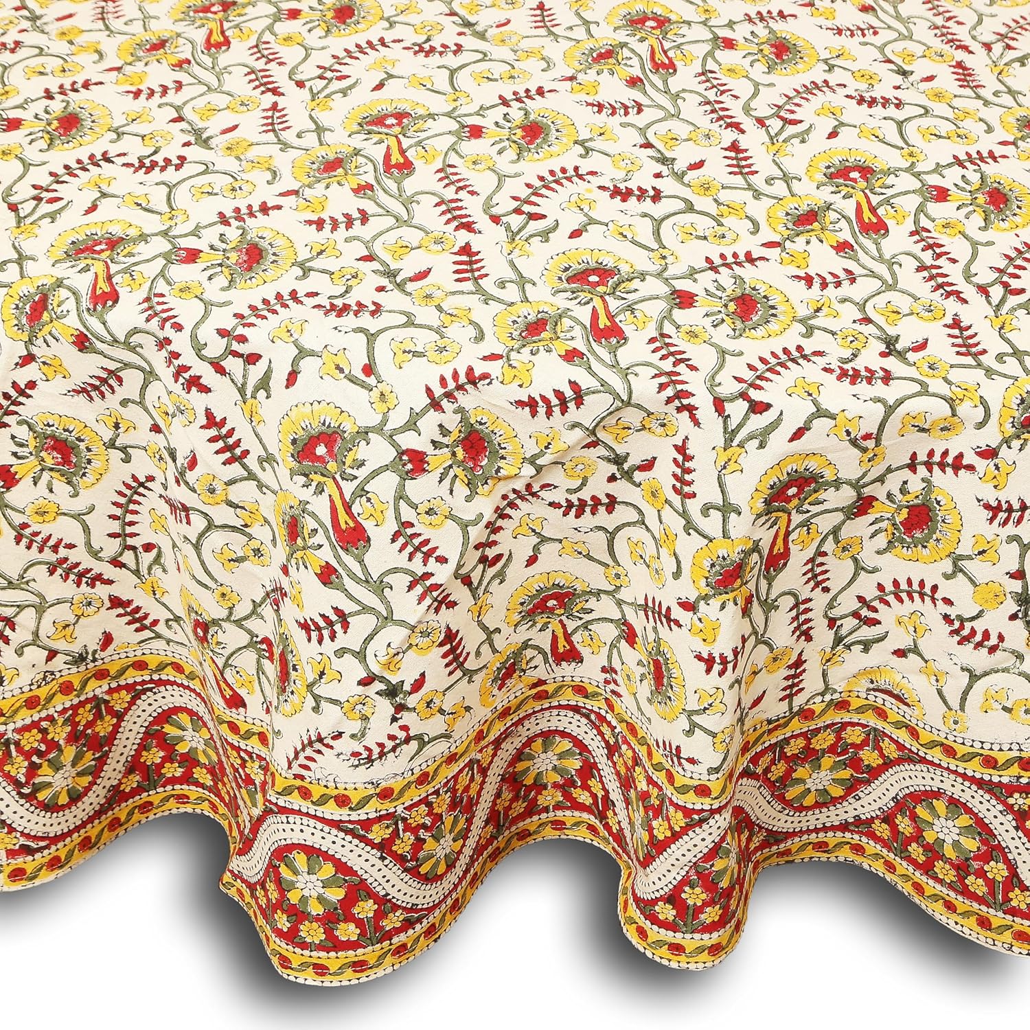 Amazon.com: India Arts Hand Block Print Tablecloth Round 72 inch, 100% ...