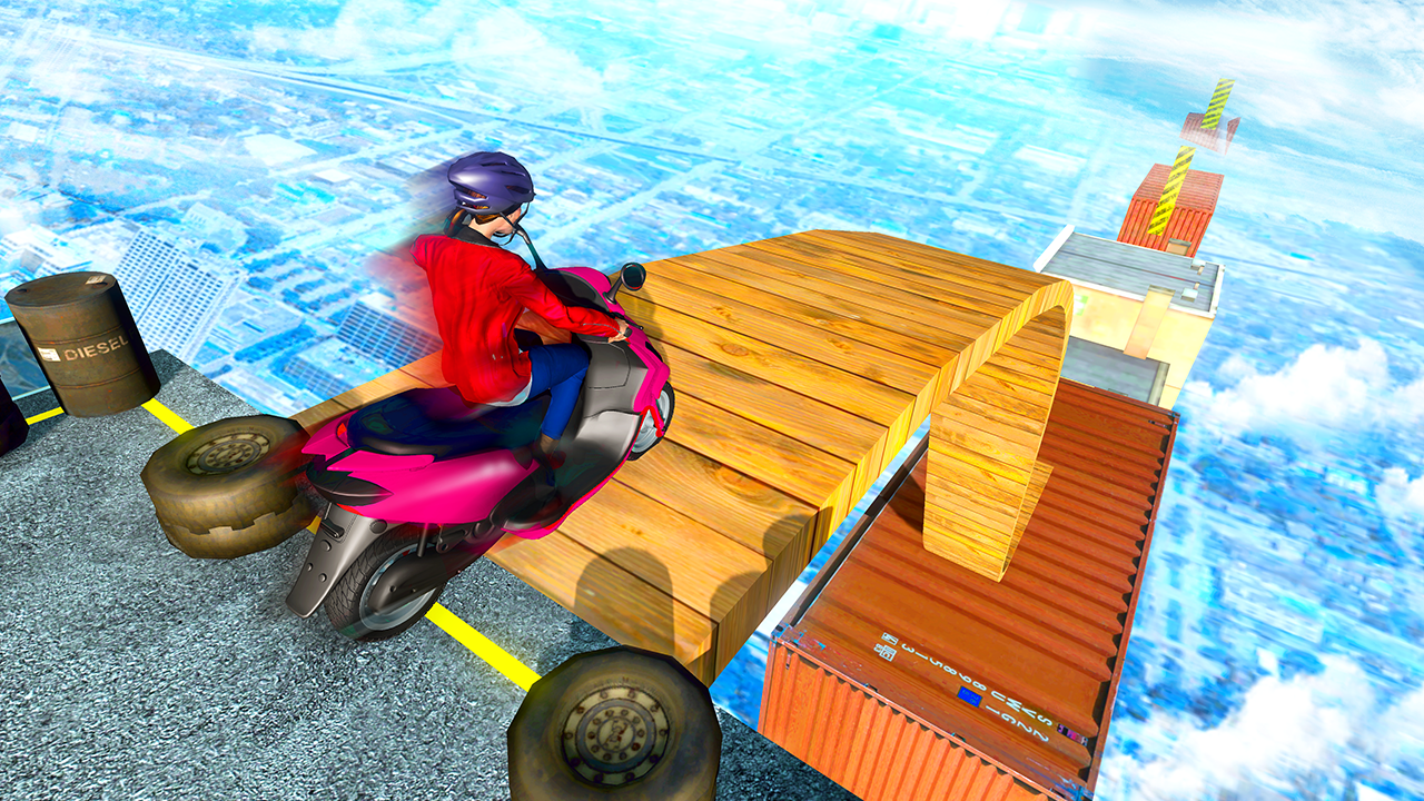 Mega Ramp Scooty Bike Stunts Racing Challenge: Impossible Tracks 3D ...