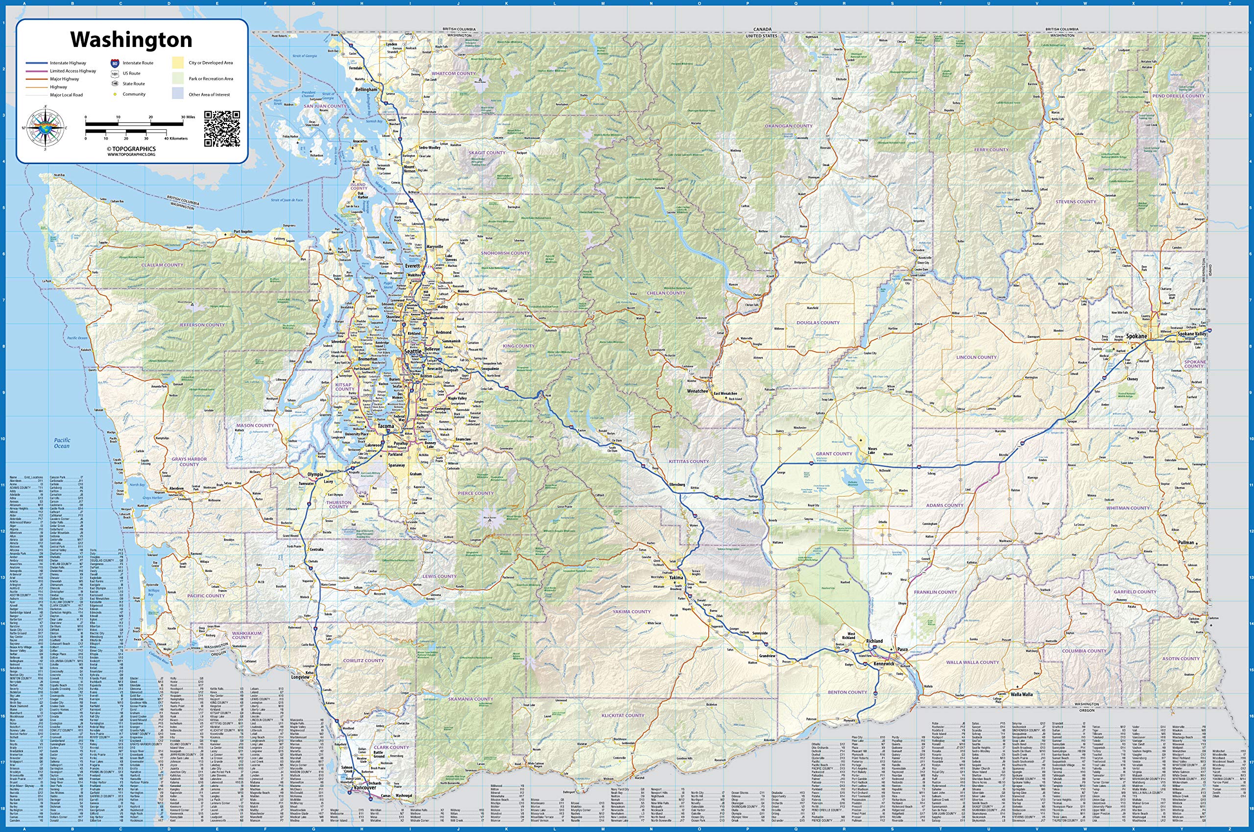 Washington State Road Map Zoom Traveler's Rail Road Map Of The United