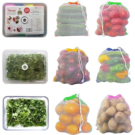 Swish Plastic Reusable Fridge Storage Bags For Vegetables & Fruits ...