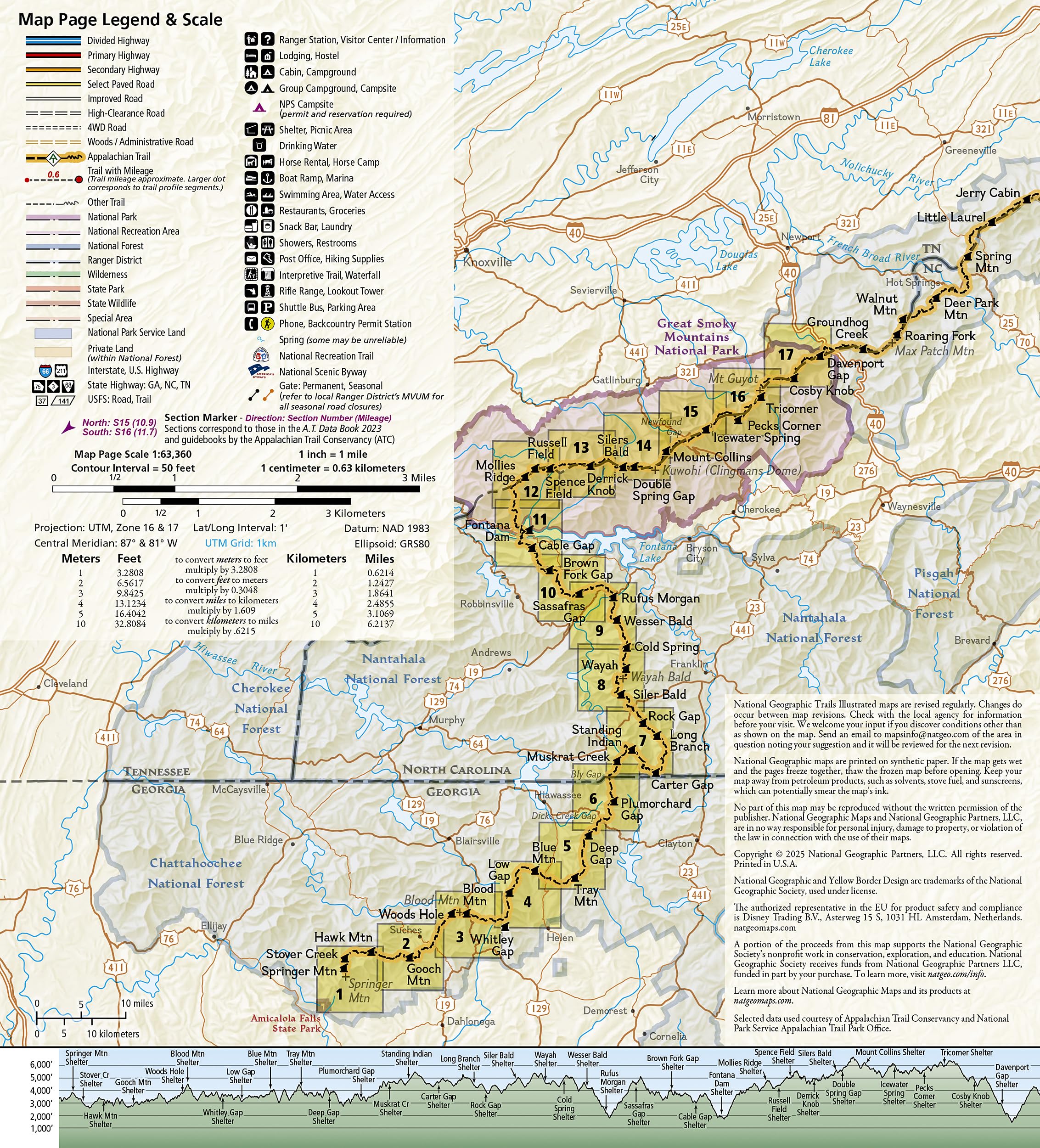 Snapklik.com : Appalachian Trail: Georgia And North Carolina Map ...
